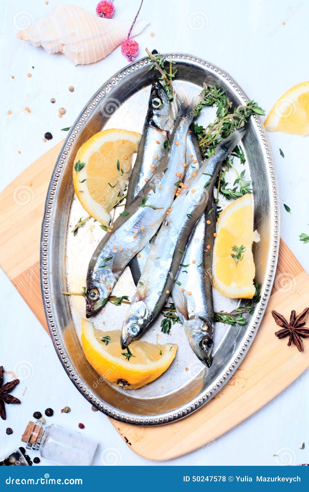 Fresh fish with spices stock photo. Image of herb, natural - 50247578