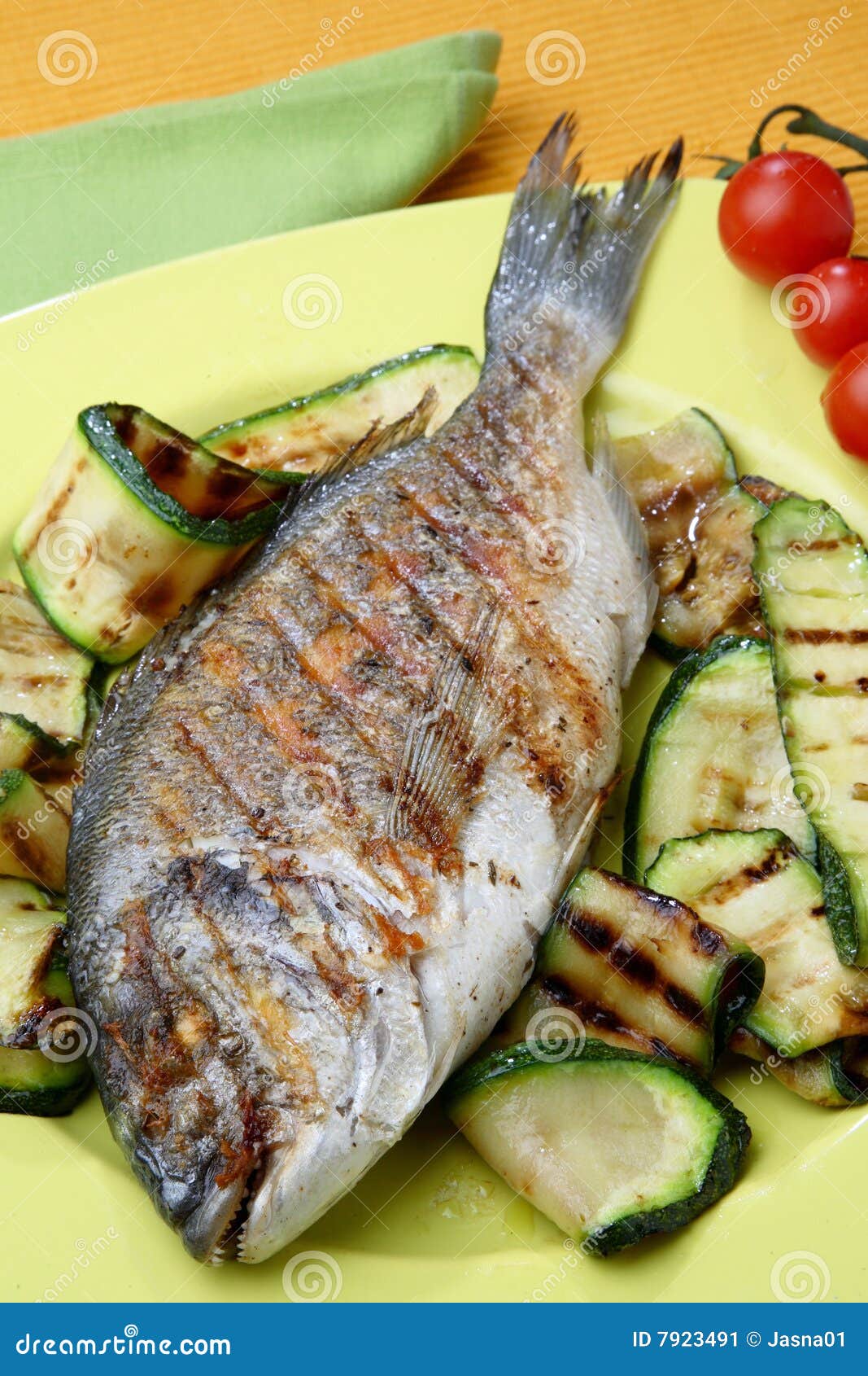 Fresh fish with vegetable stock image. Image of slices - 7923491