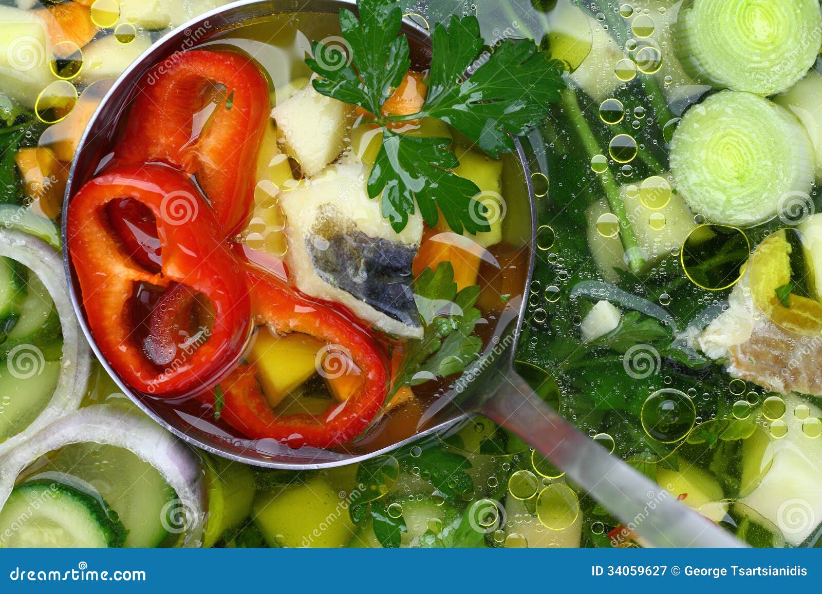 Fresh Fish and Vegetable Soup Stock Image - Image of celery, leaves ...