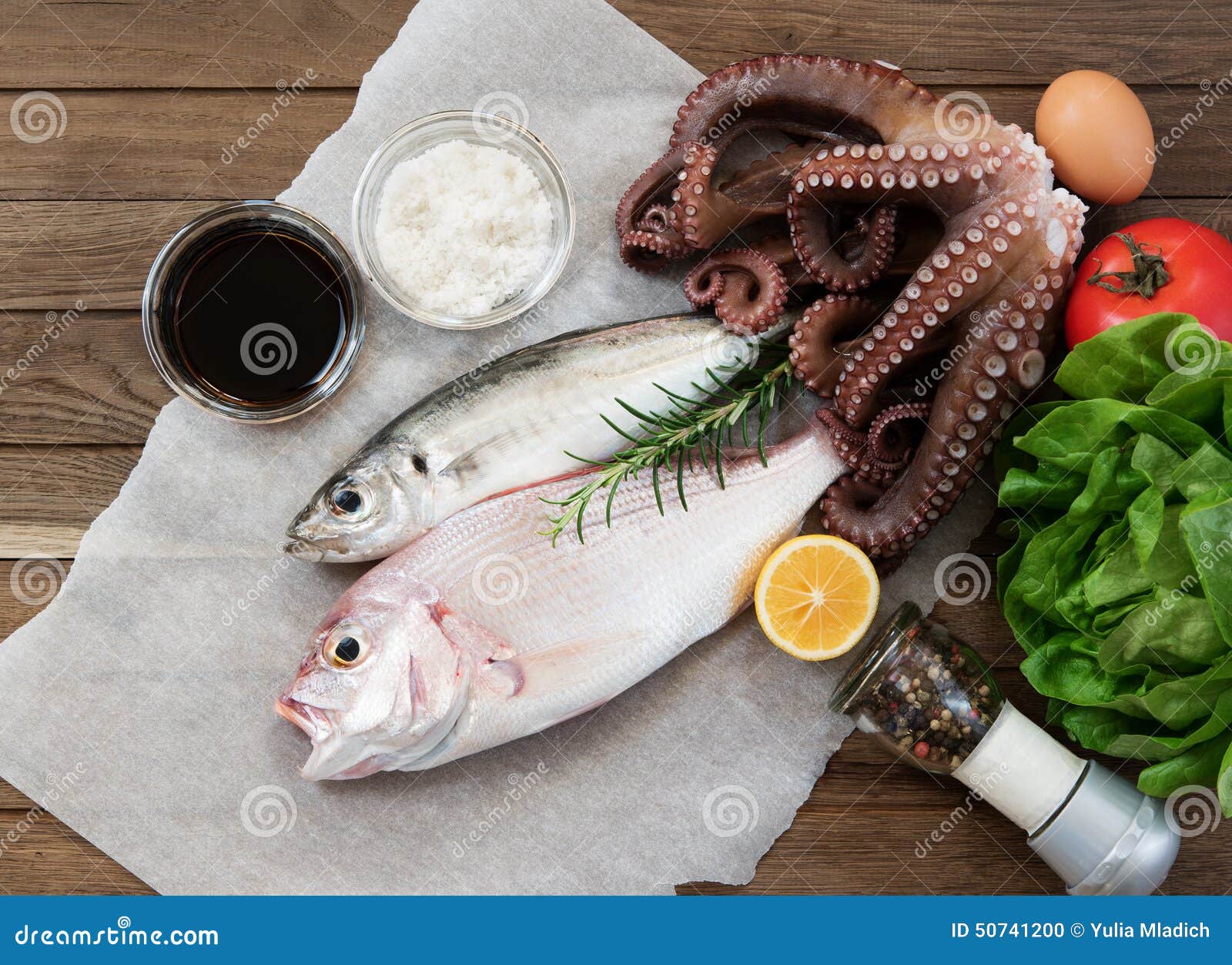 Fresh fish and vegetables stock photo. Image of tasty - 50741200