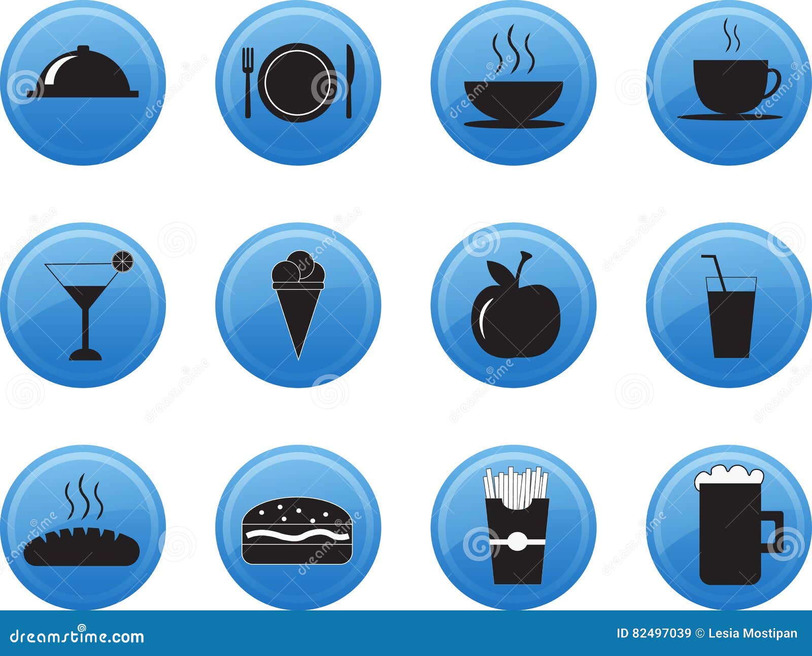 Fresh Food Restaurant Menu Icon Set. Stock Vector - Illustration of ...