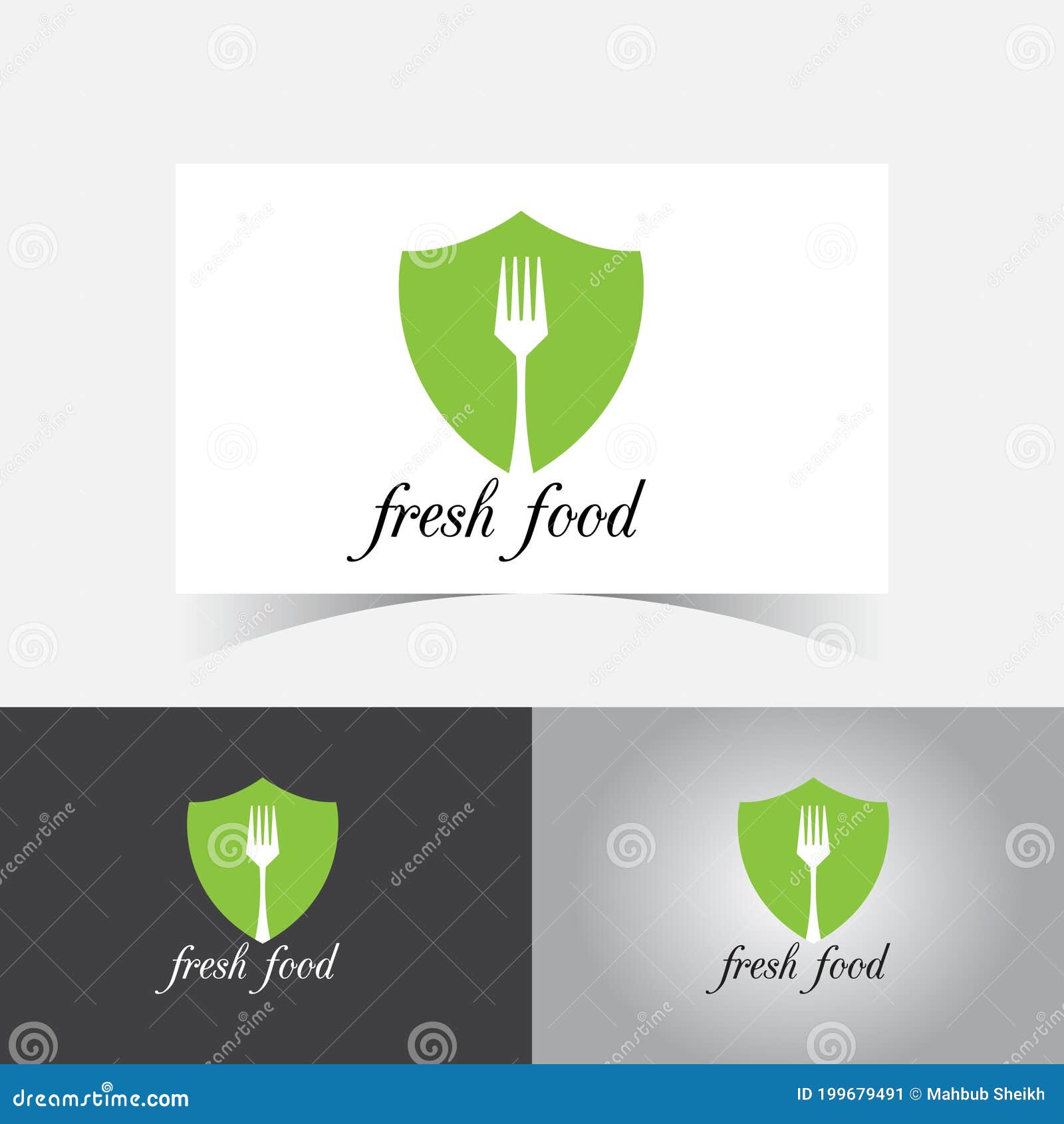 Fresh Food with a Shield Logo Design Template. Stock Illustration ...