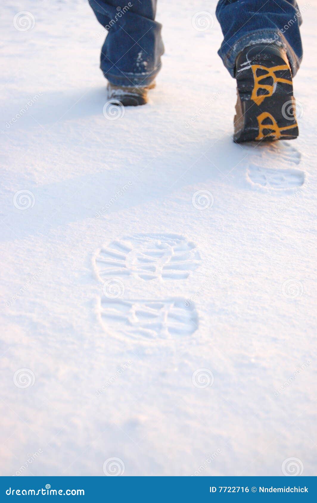 Fresh Footprints from Man Boots on Snow Stock Photo - Image of freeze ...