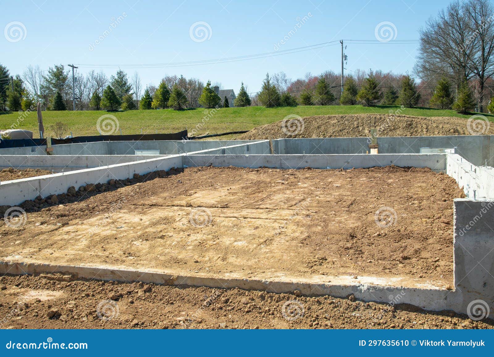 Fresh Foundation for a New House Stock Photo - Image of view, industry ...
