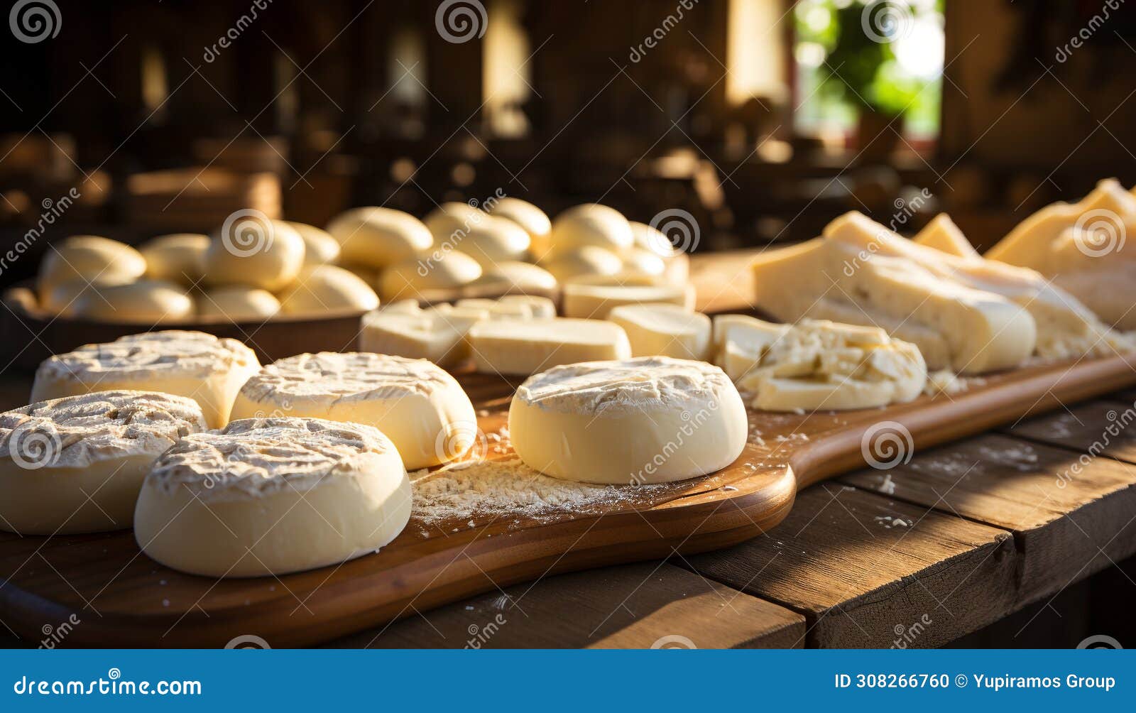 Fresh French Dairy Products on a Rustic Wooden Table Generated by AI ...