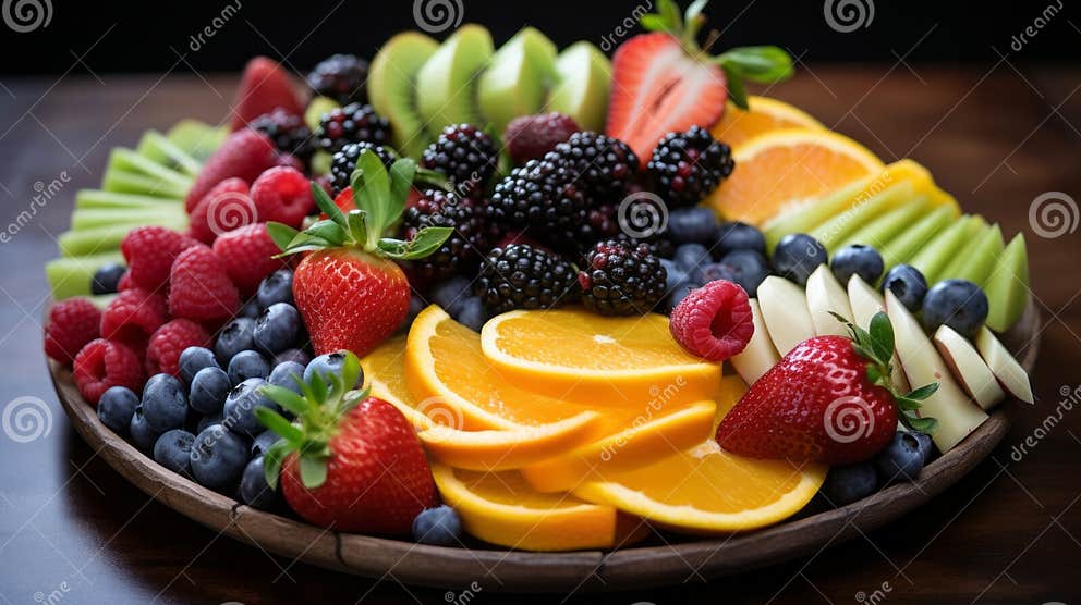 Fresh Fruit Arrangement Visual Feast of Health Stock Illustration ...