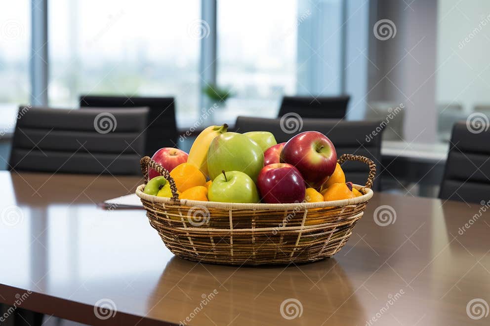 Fresh Fruit Basket on an Office Meeting Table Stock Image - Image of ...