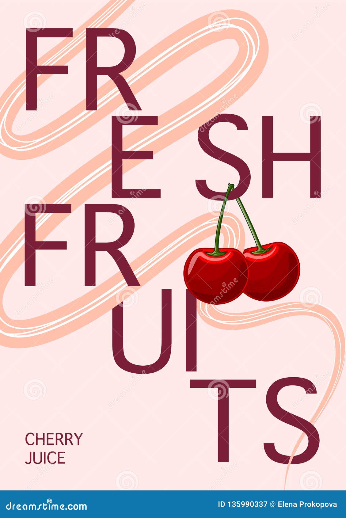 Fresh Fruit. Cherry Juice.Poster, Label, Sticker, Leaflet . Stock ...