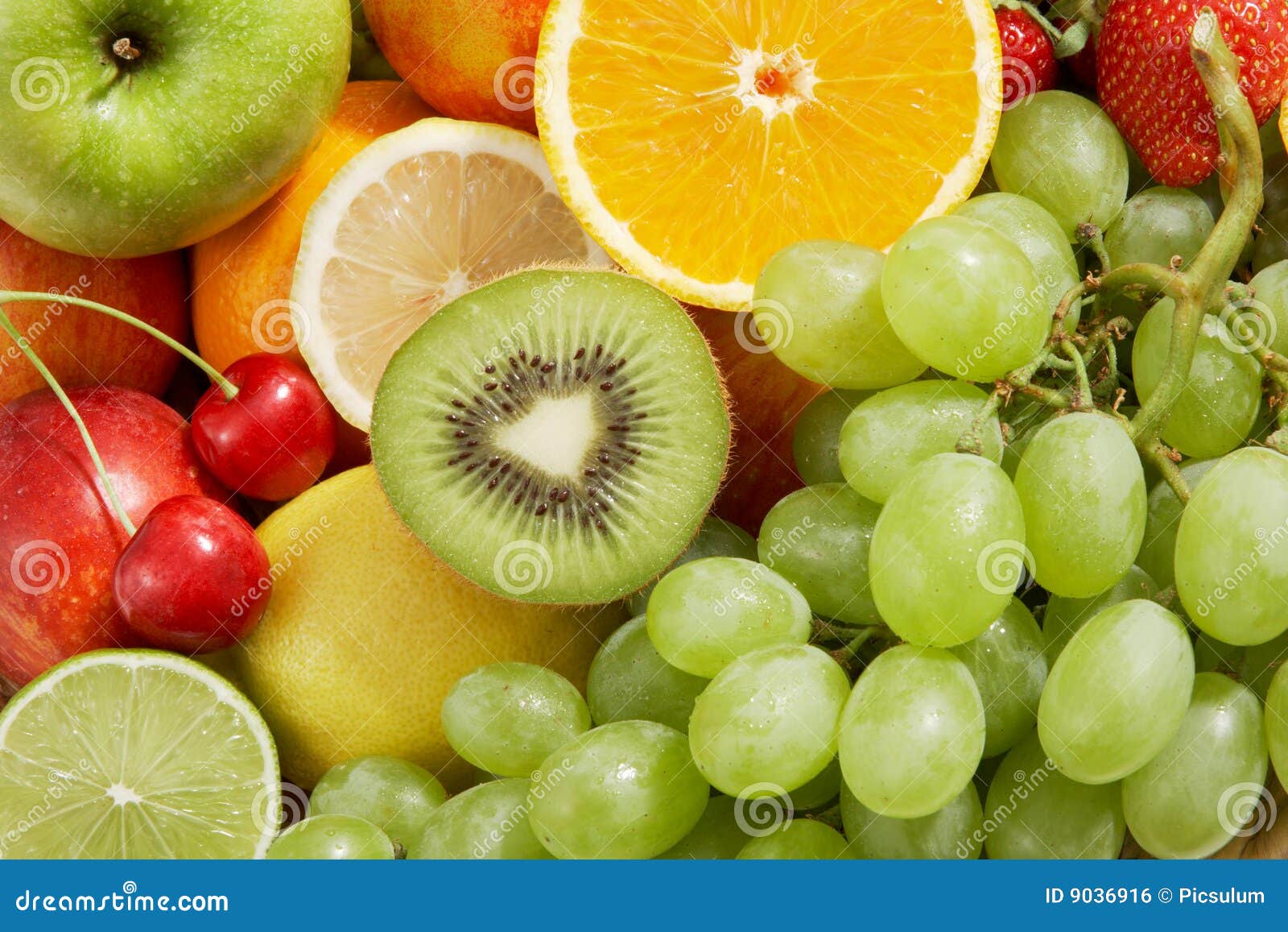 Fresh fruit closeup stock photo. Image of kiwi, cherry - 9036916