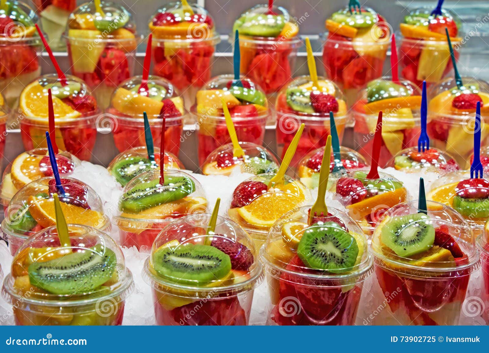 Fresh Fruit cocktail stock image. Image of plastic, filled - 73902725