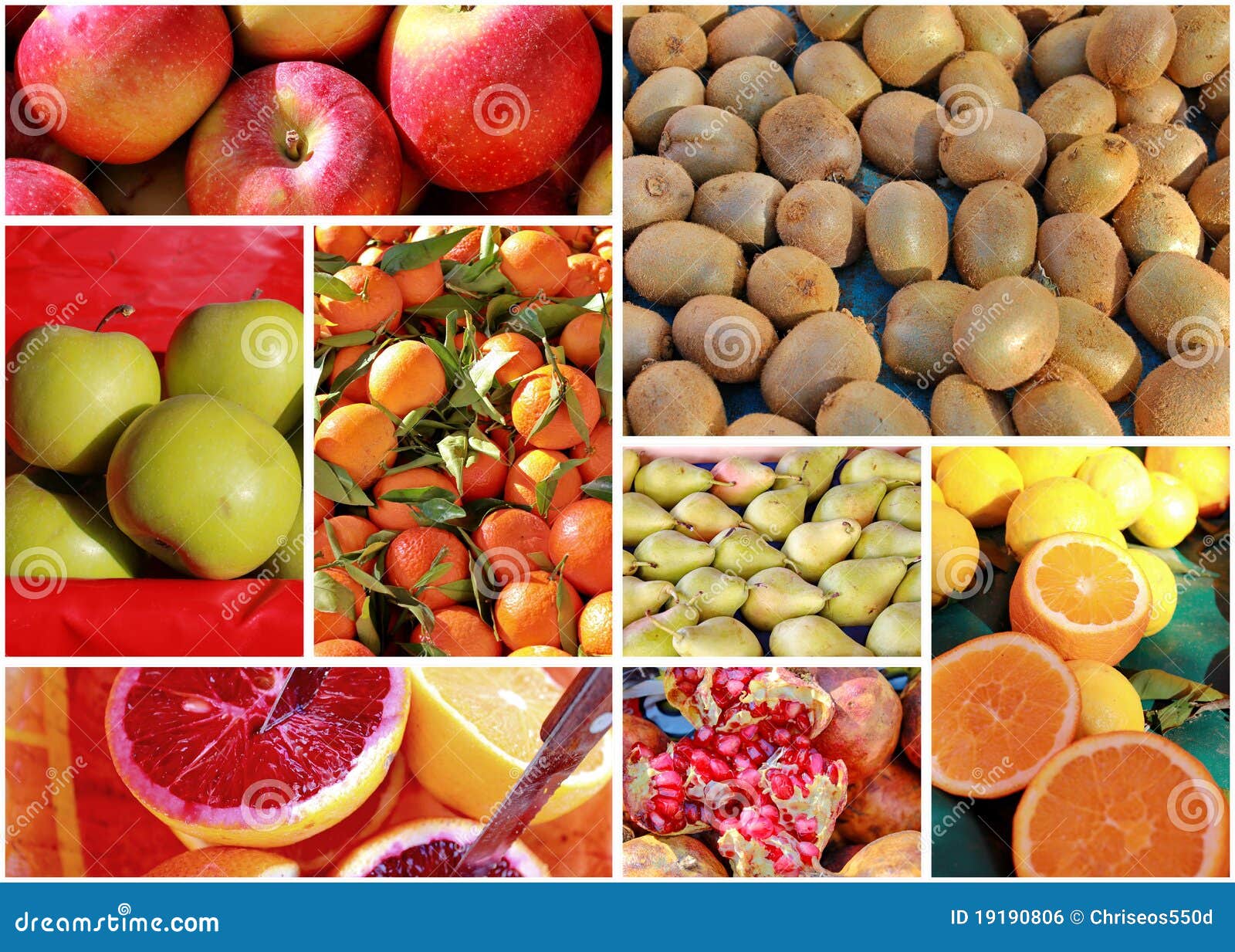 Fresh fruit collage stock photo. Image of orange, tasty - 19190806