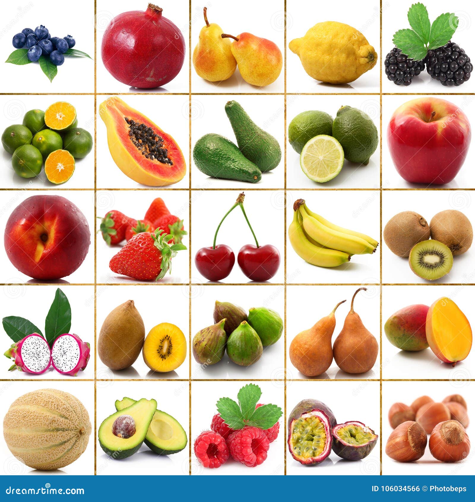 Fruit Collage on White Background Stock Photo - Image of lemon, avocado ...