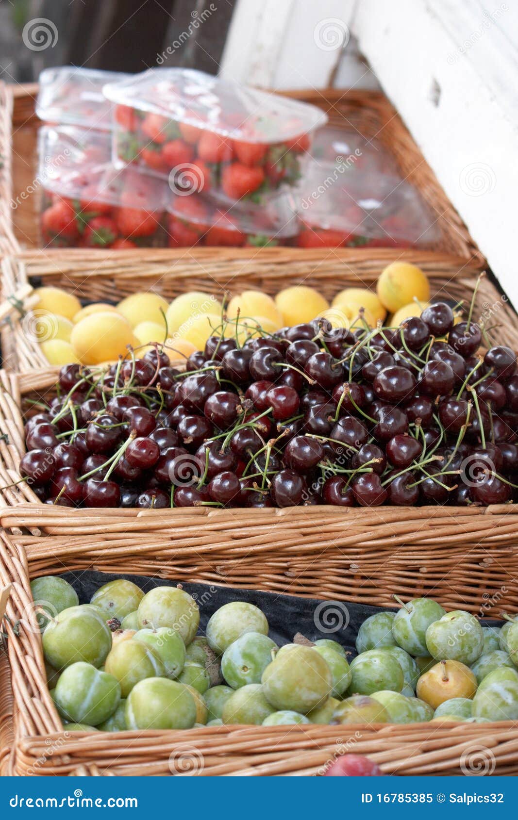 Fresh Fruit Display stock image. Image of outside, baskets - 16785385