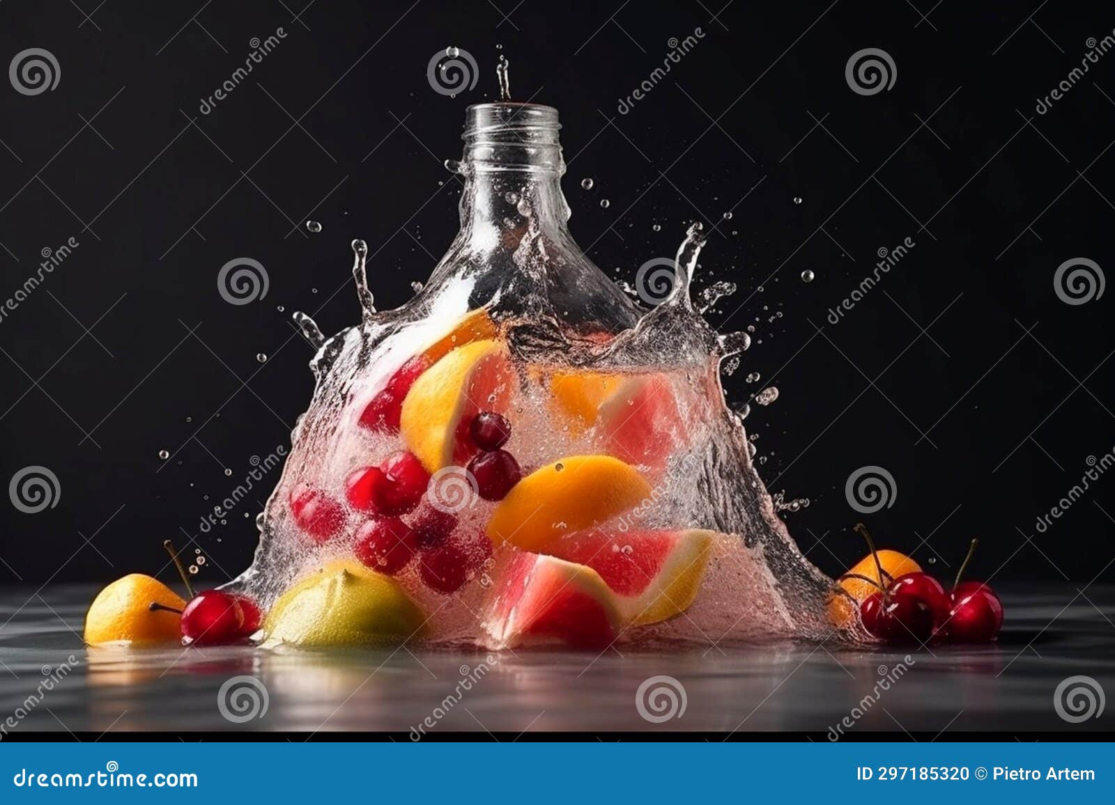 Fresh Fruit Explosion with Water in Transparent Stock Photo - Image of ...