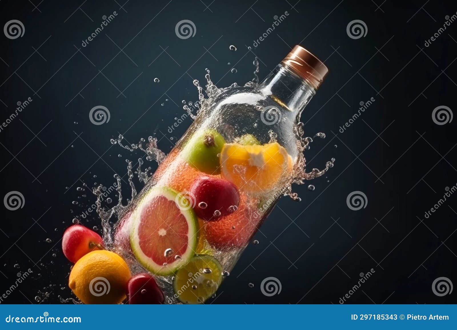 Fresh Fruit Explosion with Water in Transparent Stock Image - Image of ...