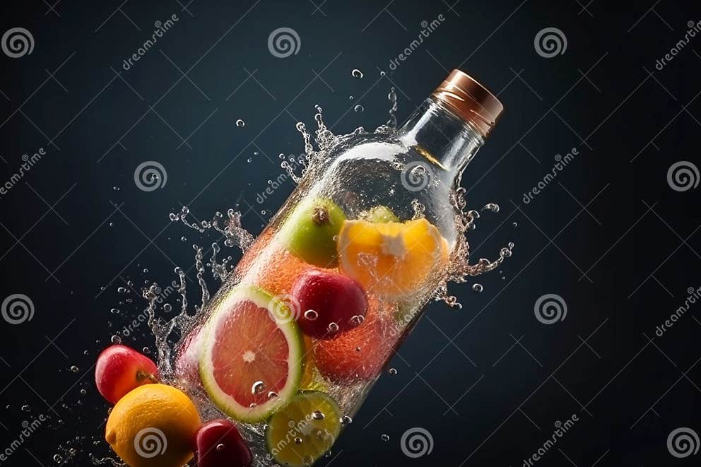 Fresh Fruit Explosion with Water in Transparent Stock Image - Image of ...