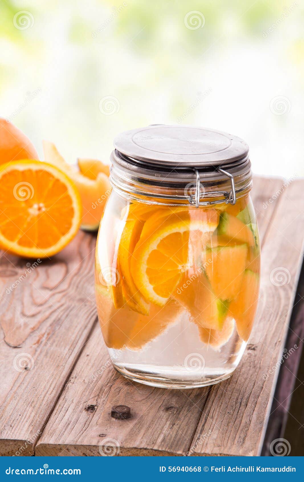 Fresh Fruit Flavored Infused Water Mix of Orange and Melon Stock Photo ...
