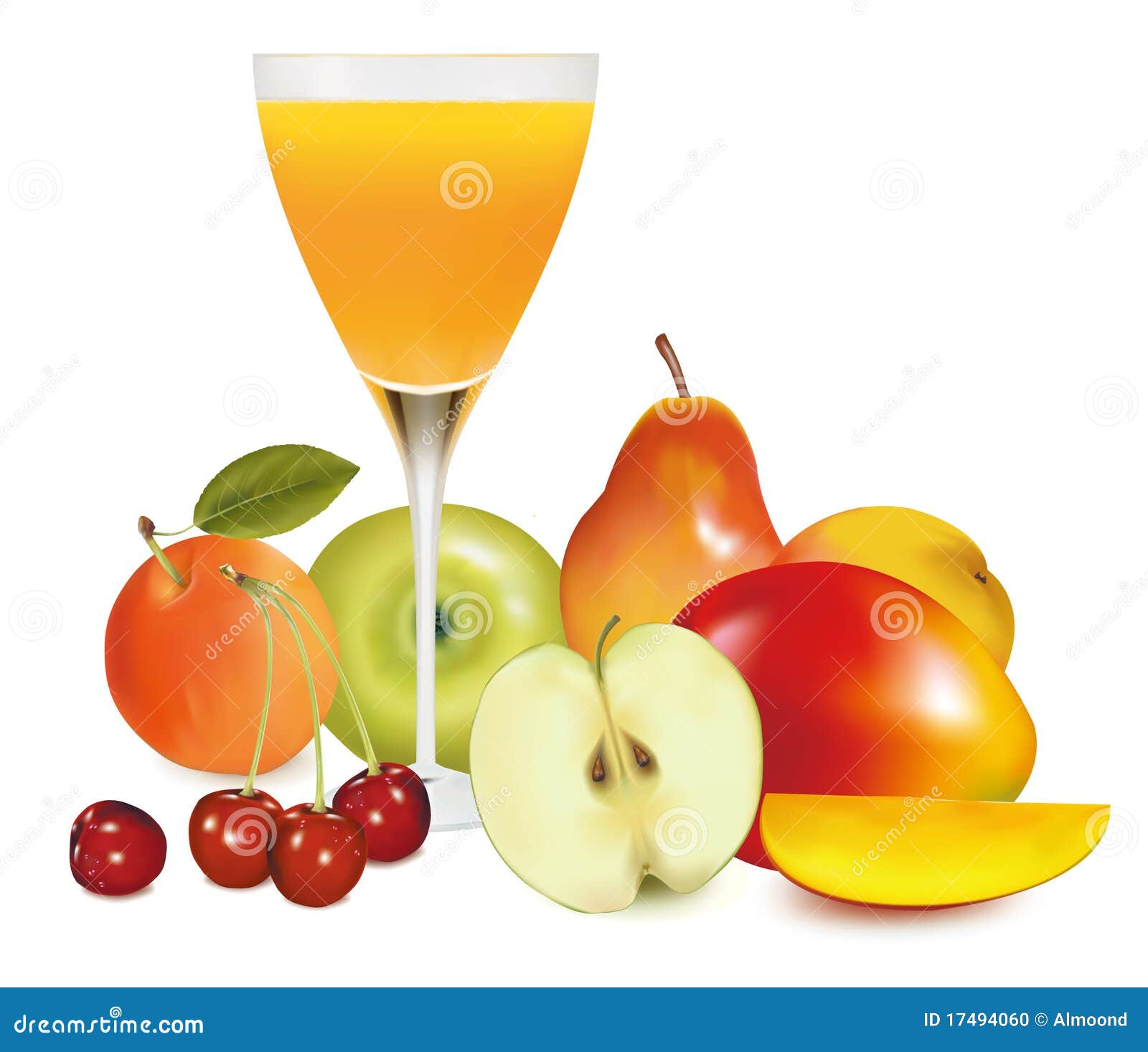 Fresh Fruit and Juice. Vector. Stock Vector - Illustration of mango ...