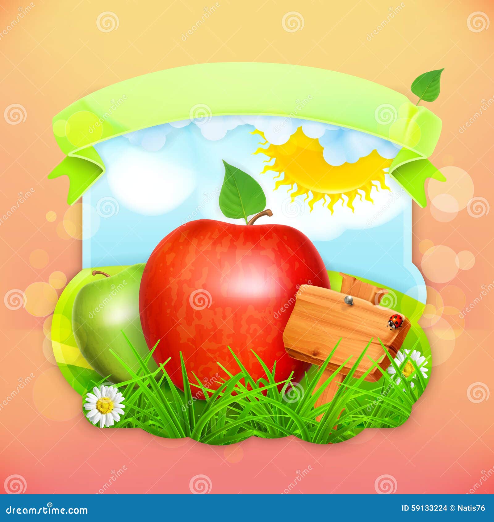 Fresh fruit label apple stock vector. Illustration of nameplate - 59133224