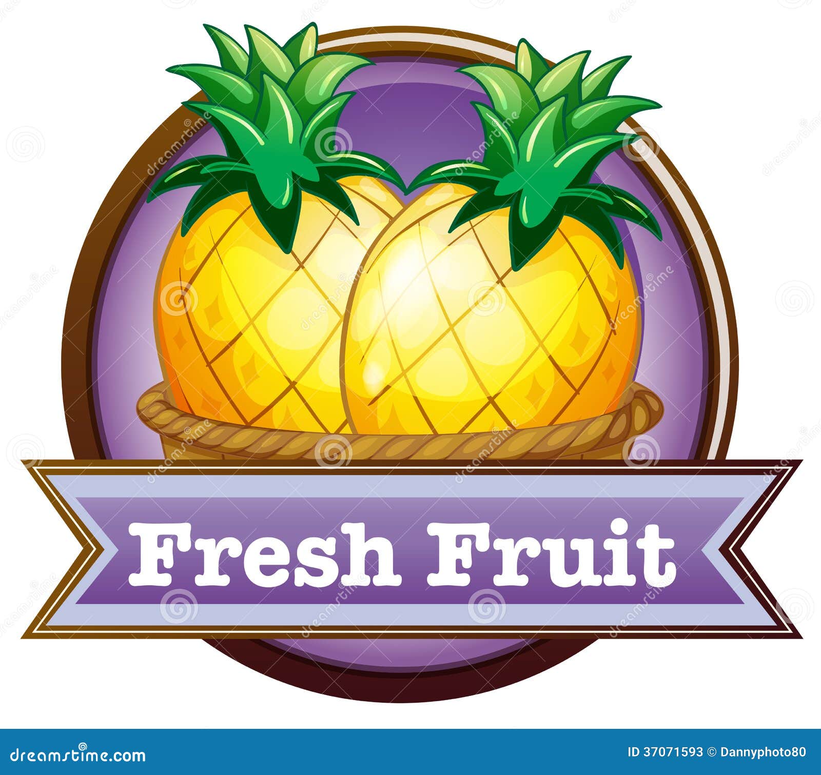 A Fresh Fruit Label with Pineapples Stock Illustration - Illustration ...