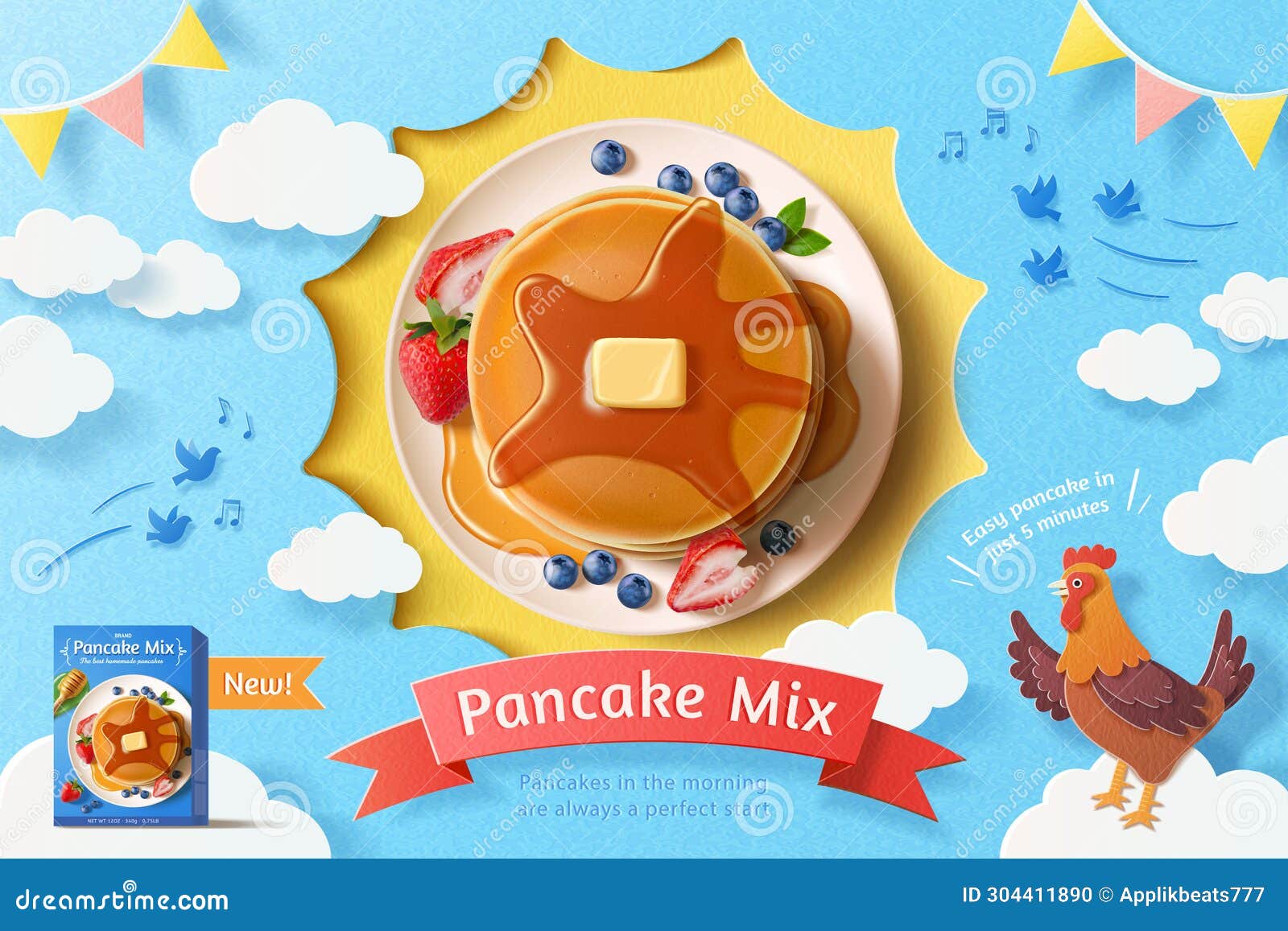 Fresh Fruit Pancake Ad Template Stock Illustration - Illustration of ...