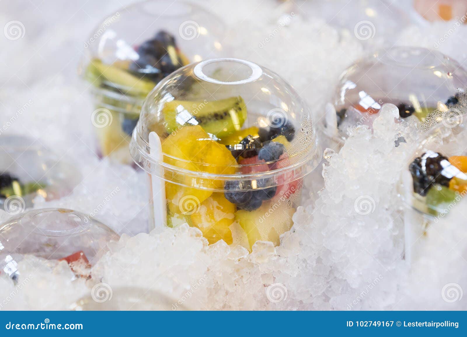 Fresh Fruit in Plastic Cups Stock Image - Image of clear, lemon: 102749167