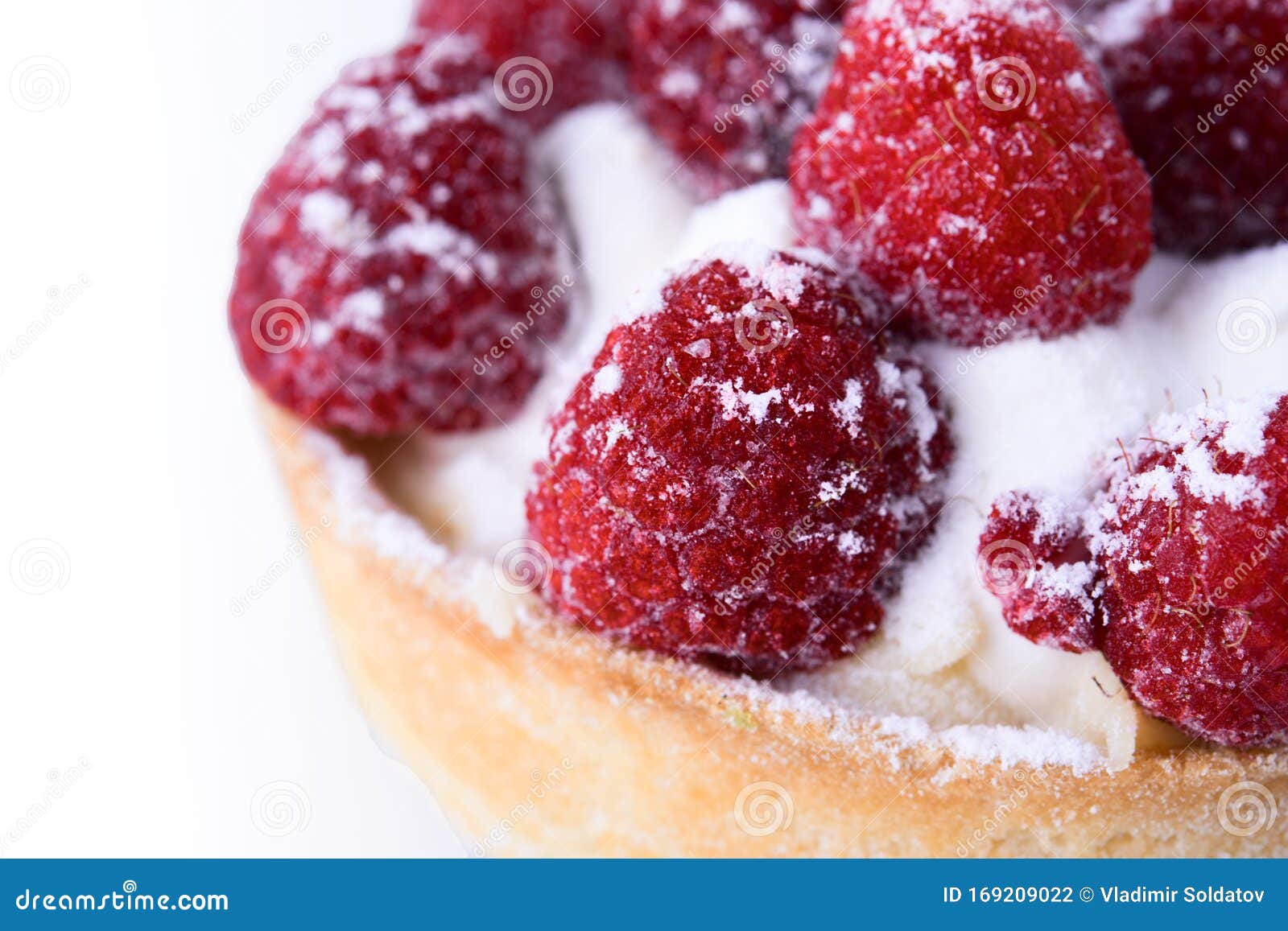Fresh Fruit Raspberry Tart on a White Background. Homemade Raspberry ...
