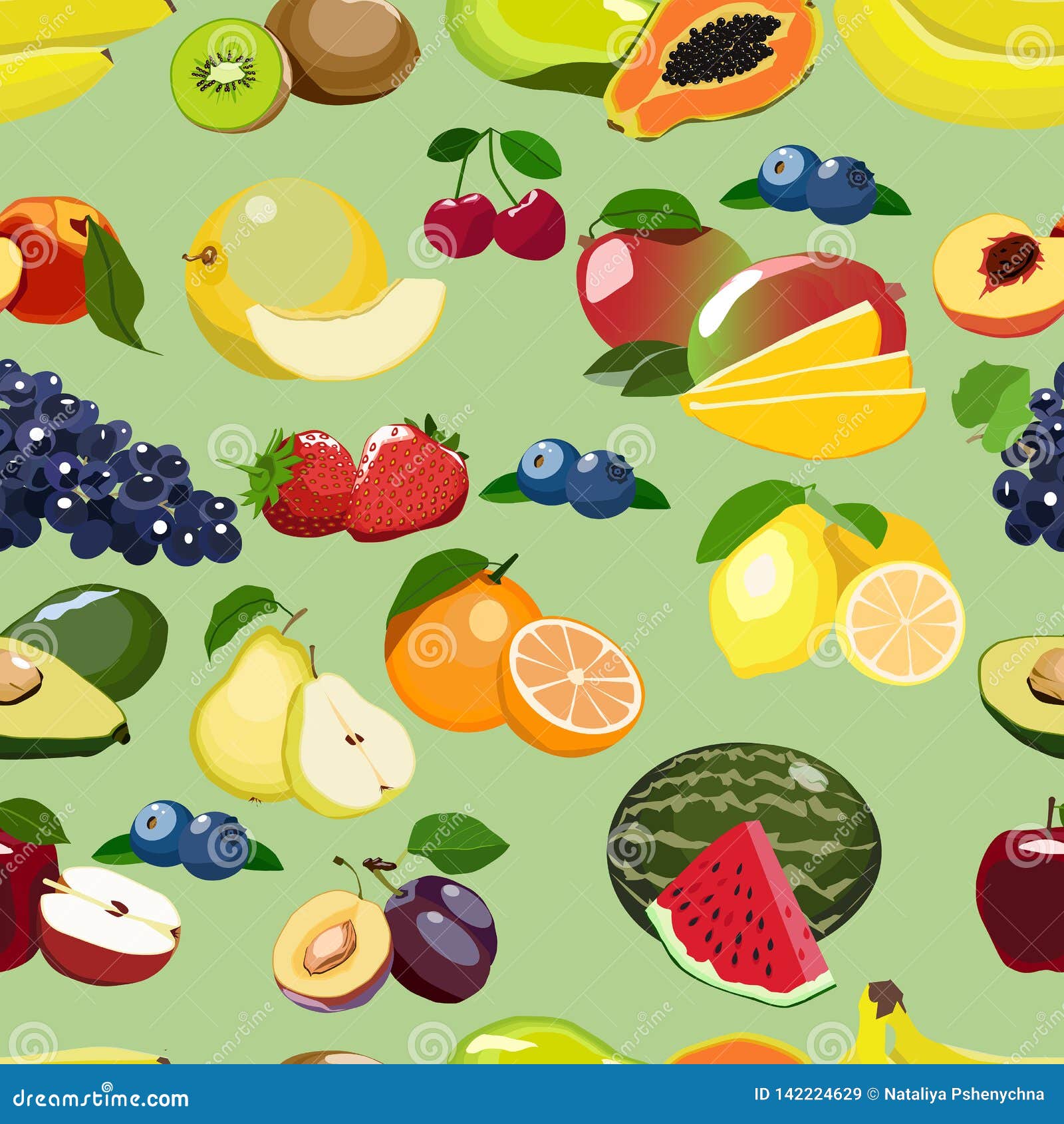 Fresh Fruit Repeated Pattern Stock Vector - Illustration of pattern ...