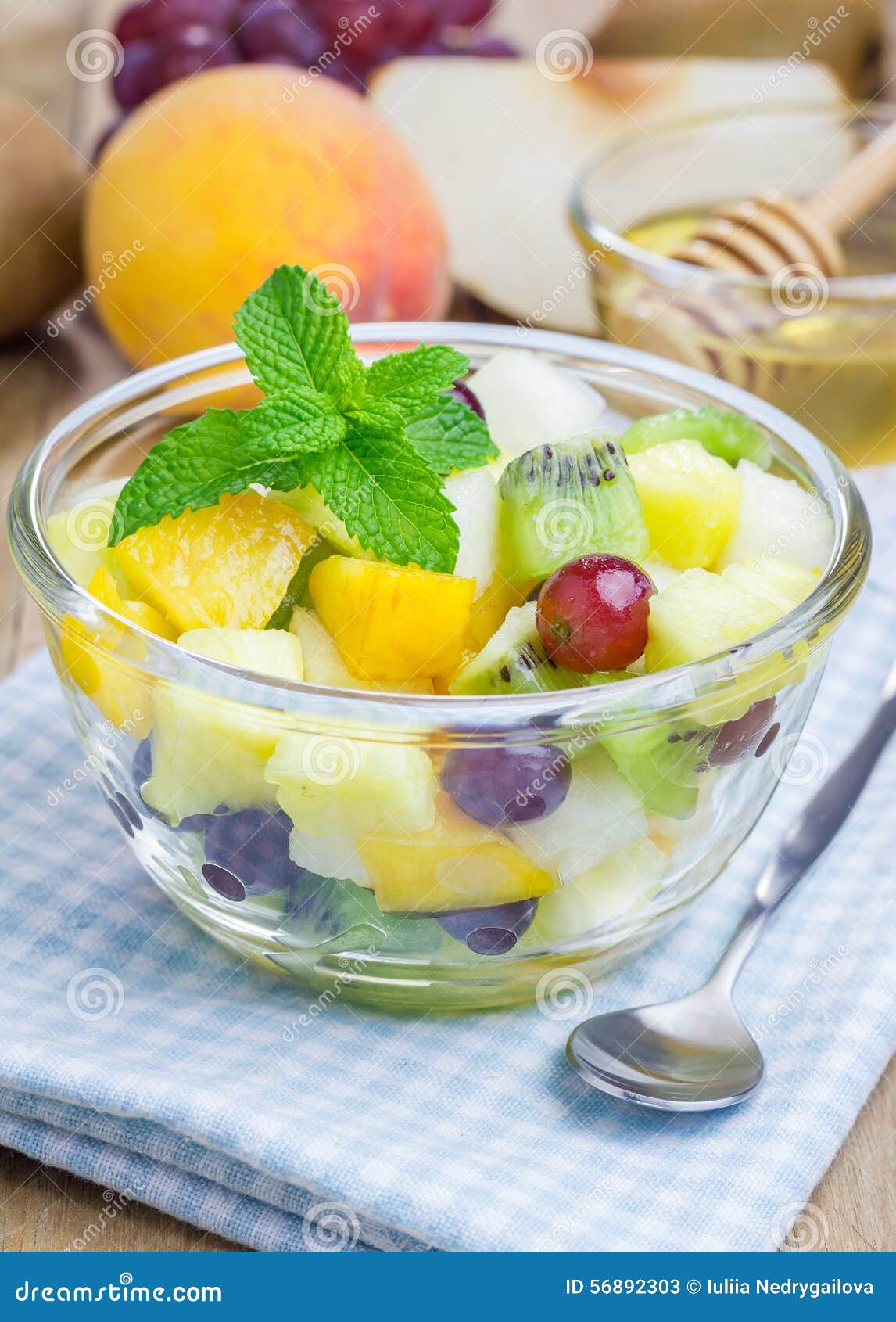 Fresh Fruit Salad in a Bowl Stock Image - Image of diet, fruit: 56892303