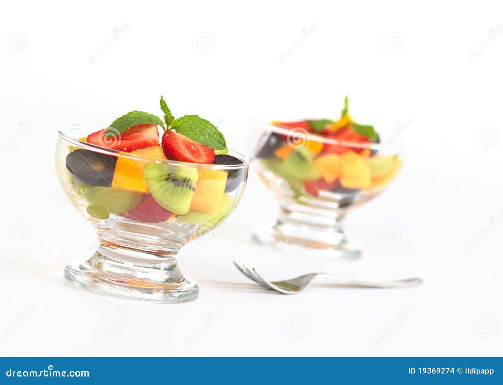 Fresh Fruit Salad in Glass Bowl Stock Photo - Image of garnish, healthy ...