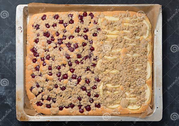 Fresh fruit sheet cake stock image. Image of tasty, black - 65363443