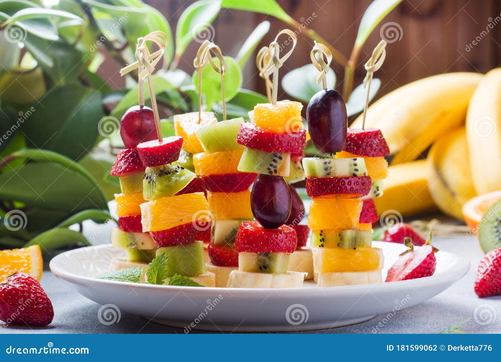 Fresh Fruit on Skewers. Concept Buffet for a Summer Party Stock Photo ...