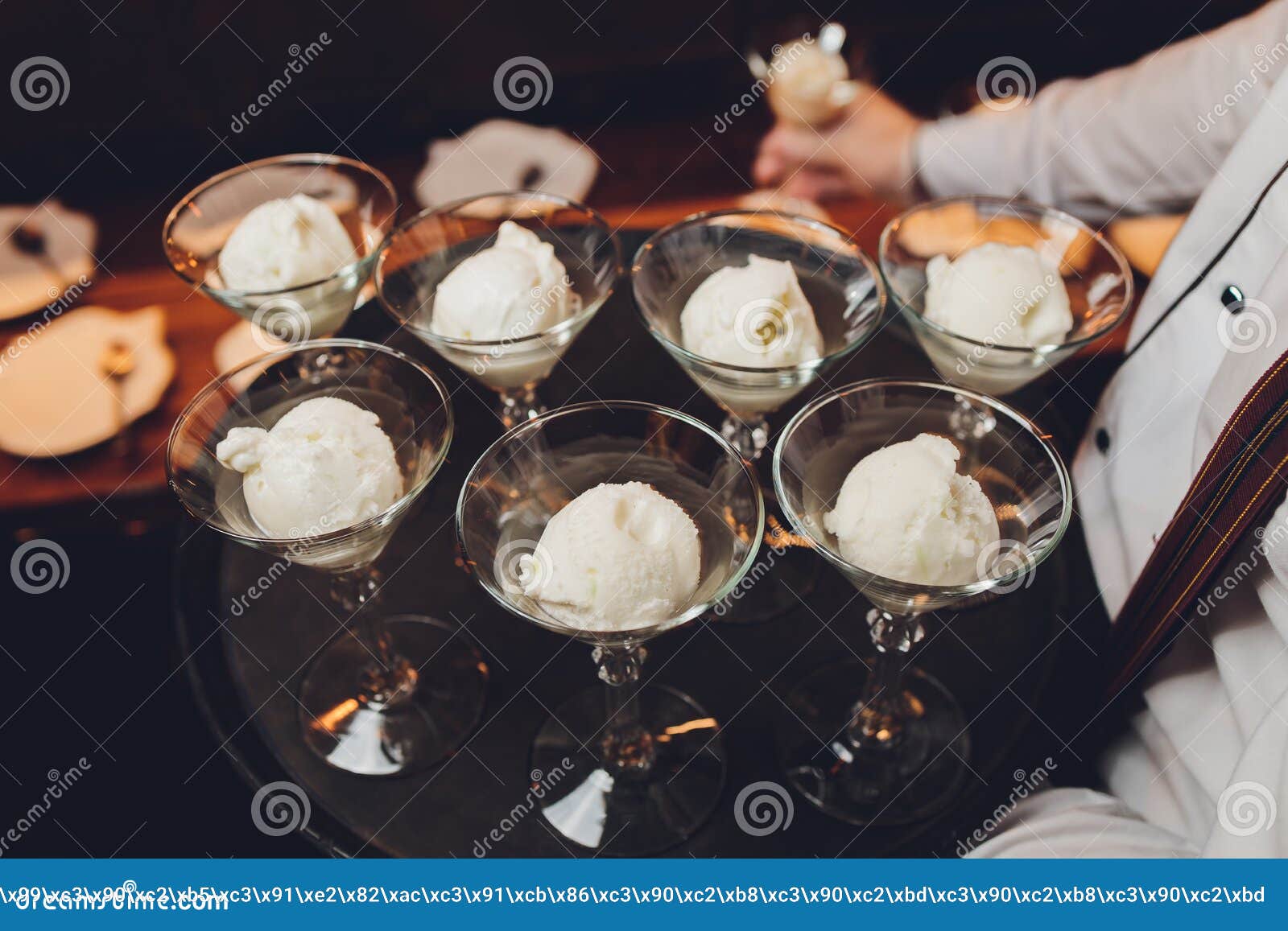 Fresh Fruit Sorbet Ice Cream In A Glass Plate Stock Image Image Of