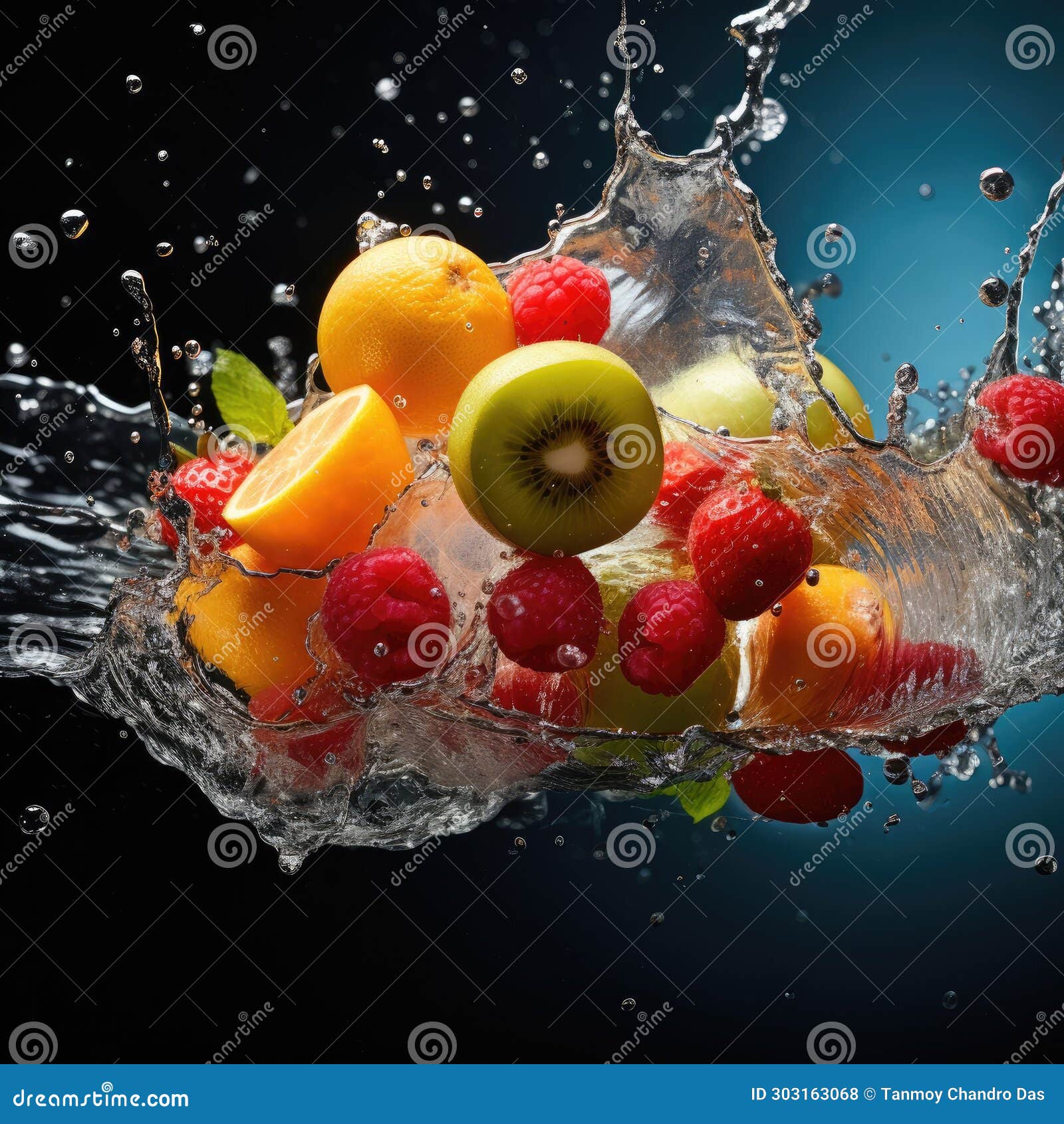Fresh Fruit Splashing into Clear Water, Fresh Fruits into Clear Water ...