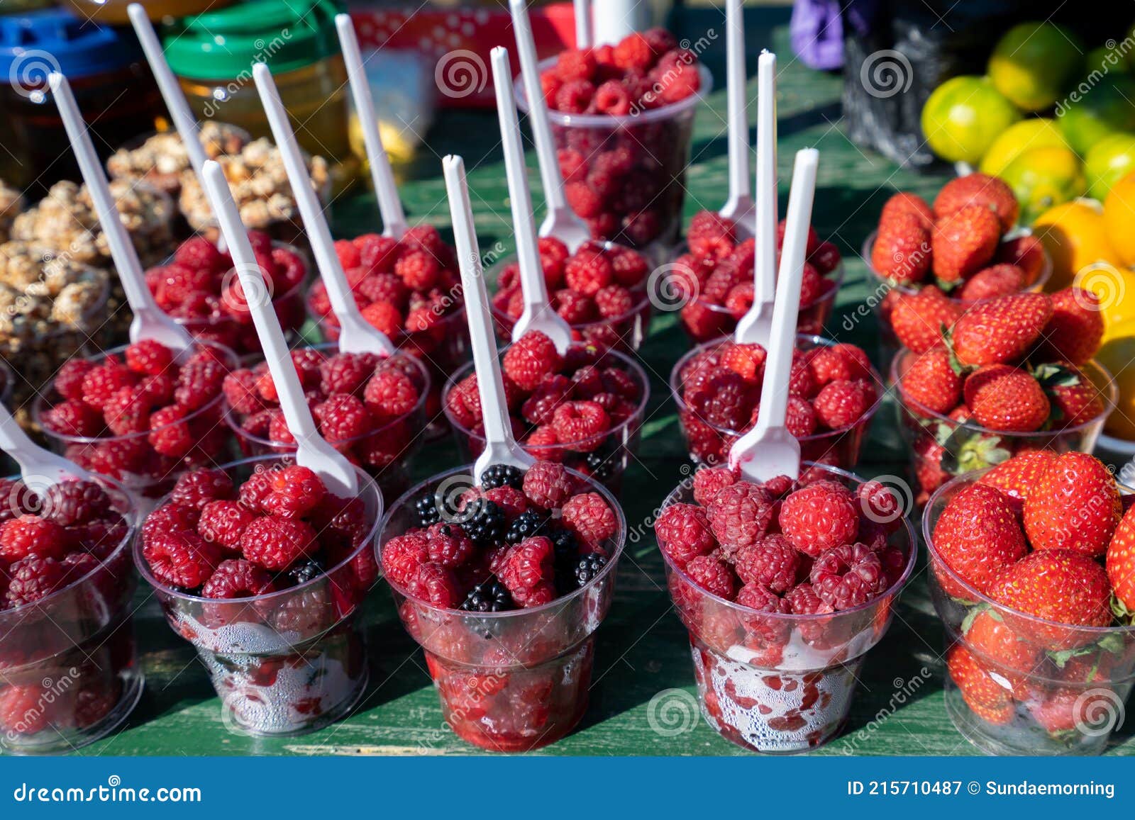 Fresh Fruit Stall, Strawberry, Raspberry, Orange Stock Image - Image of ...