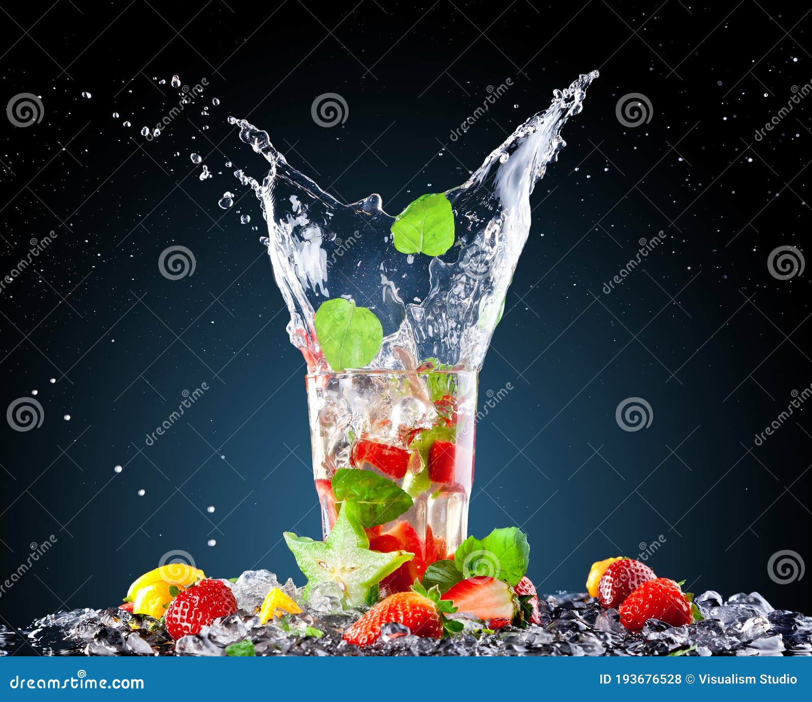 Fresh Fruit Transparent Water Splash Realistic Beautiful Blue Clean ...