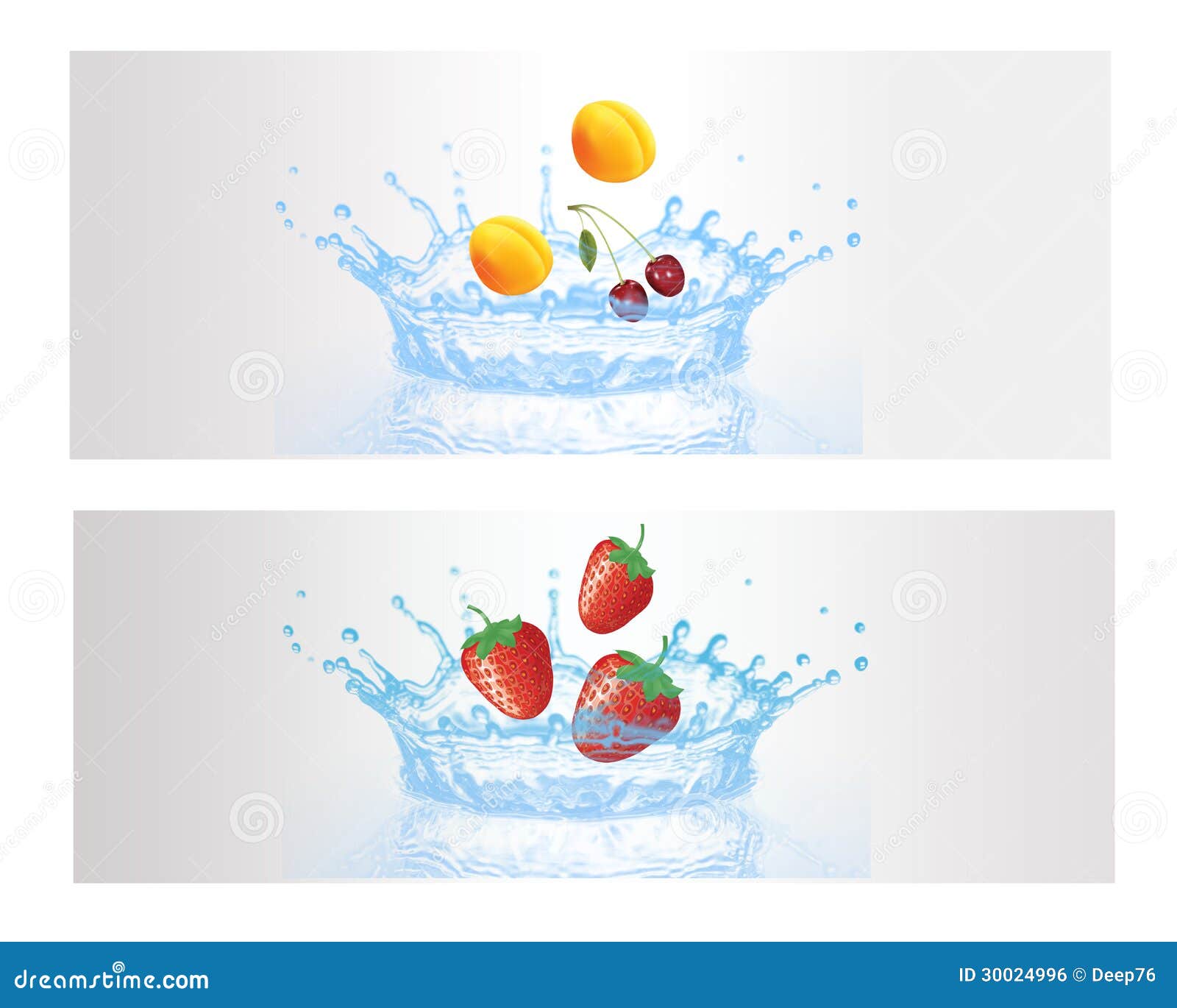 Fresh Fruit in the Splash Water Stock Illustration - Illustration of ...