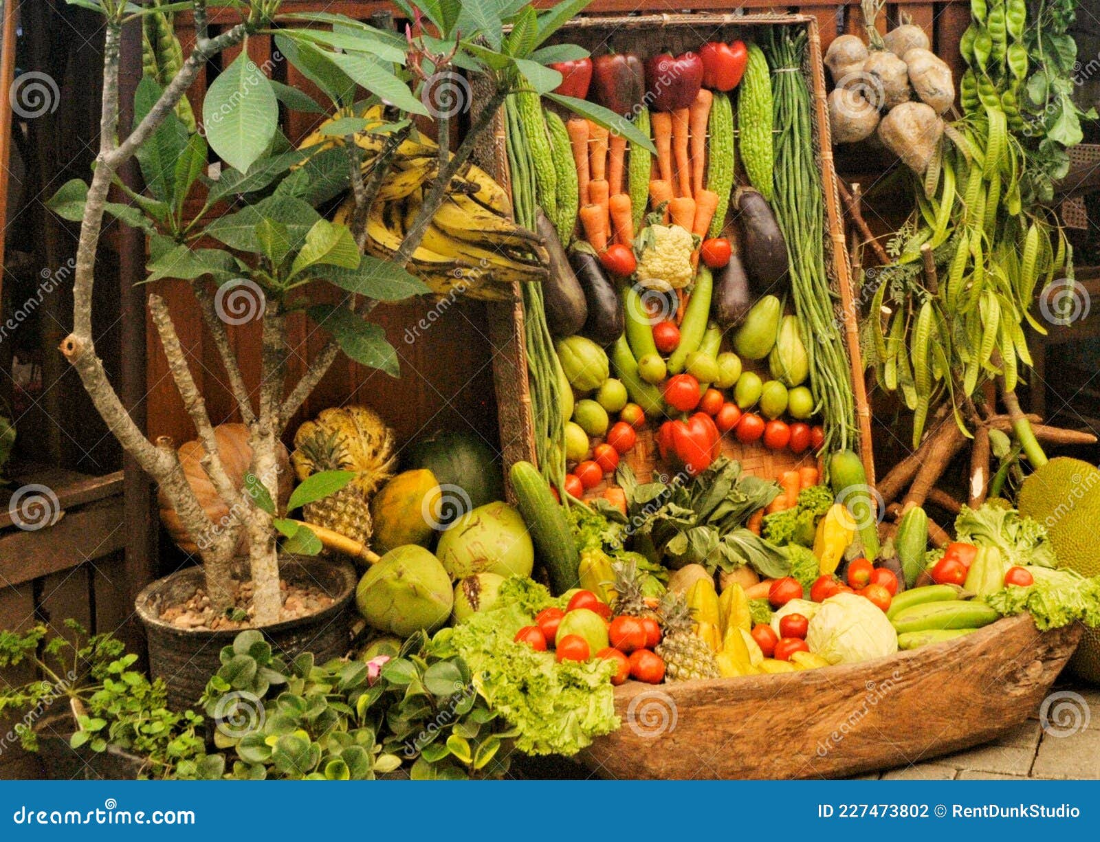 Fresh Fruit and Vegetable Decoration Stock Photo - Image of garden ...