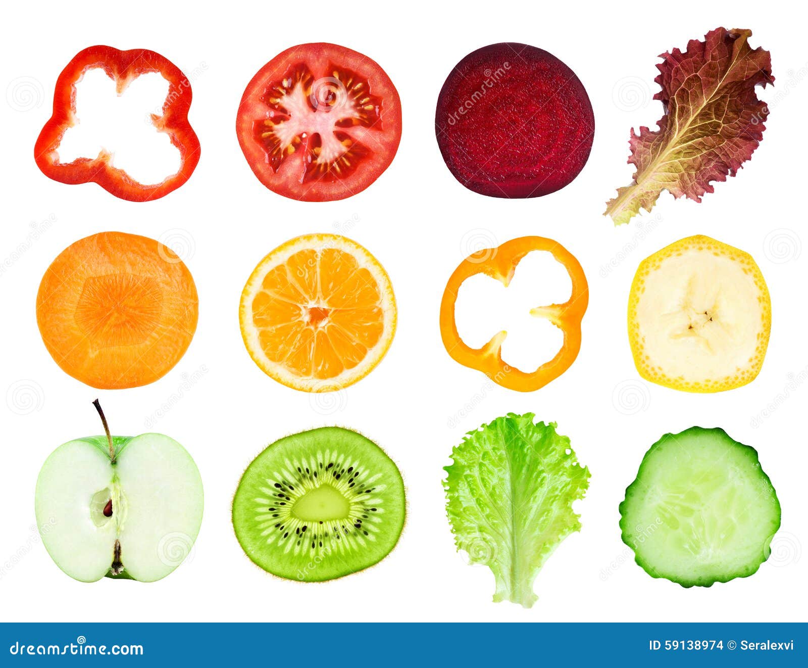 Fresh Fruit and Vegetable Slices Stock Photo - Image of color, fresh ...
