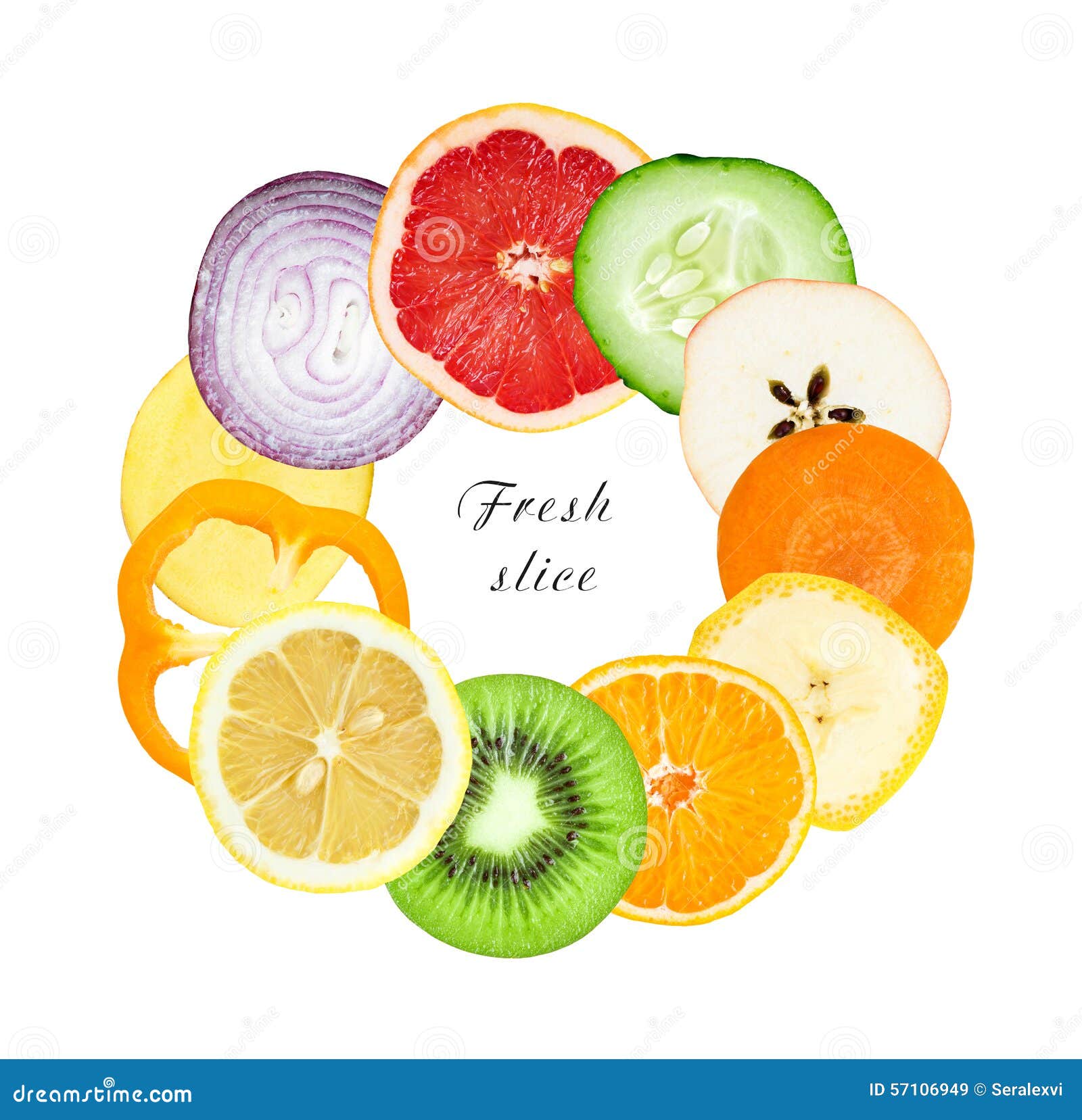 Fresh Fruit and Vegetable Slices Stock Image - Image of diet, eating ...