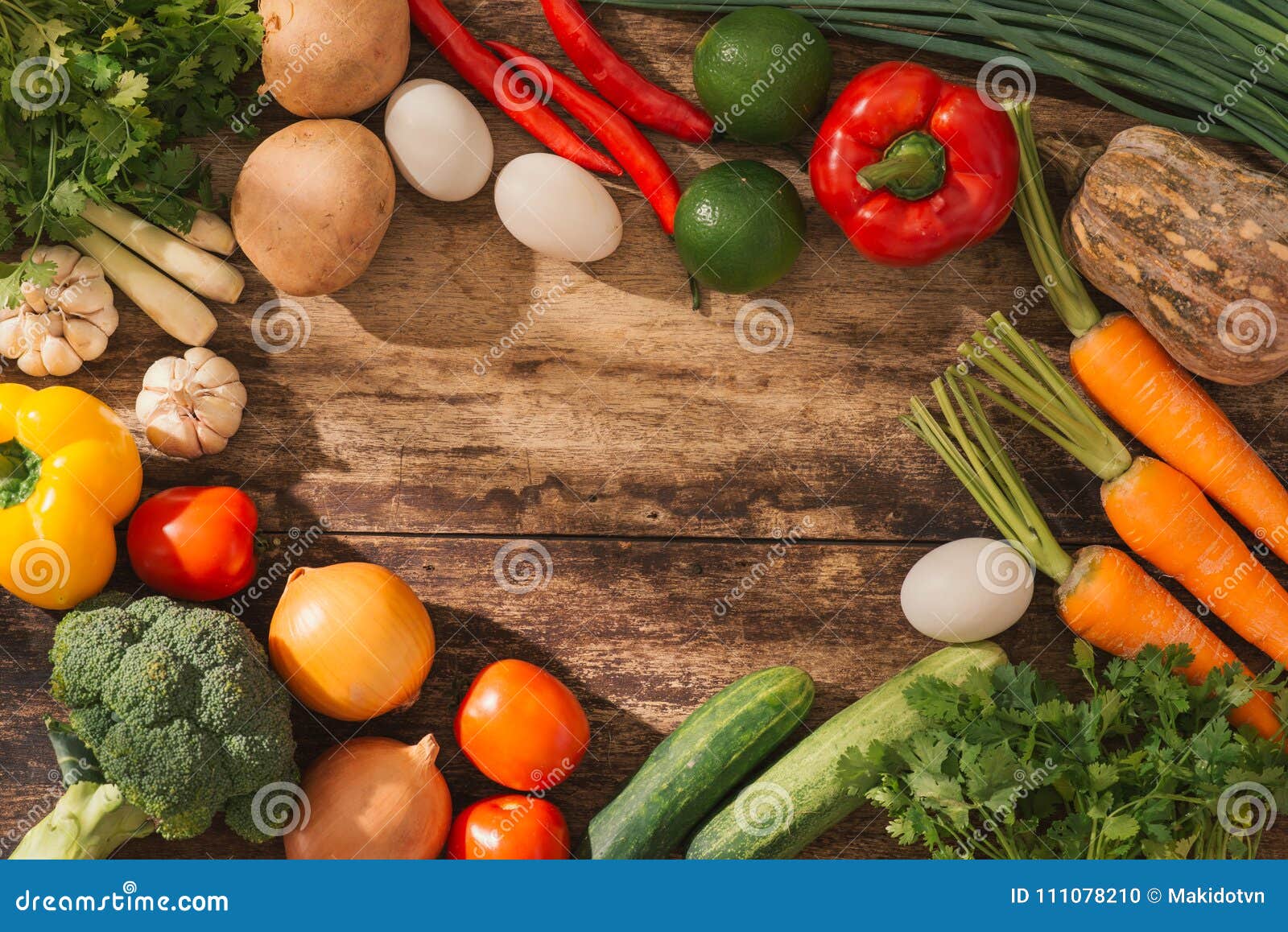 Vegetable. Top View Assortment Fresh Vegetable On Old Oak Table Royalty ...