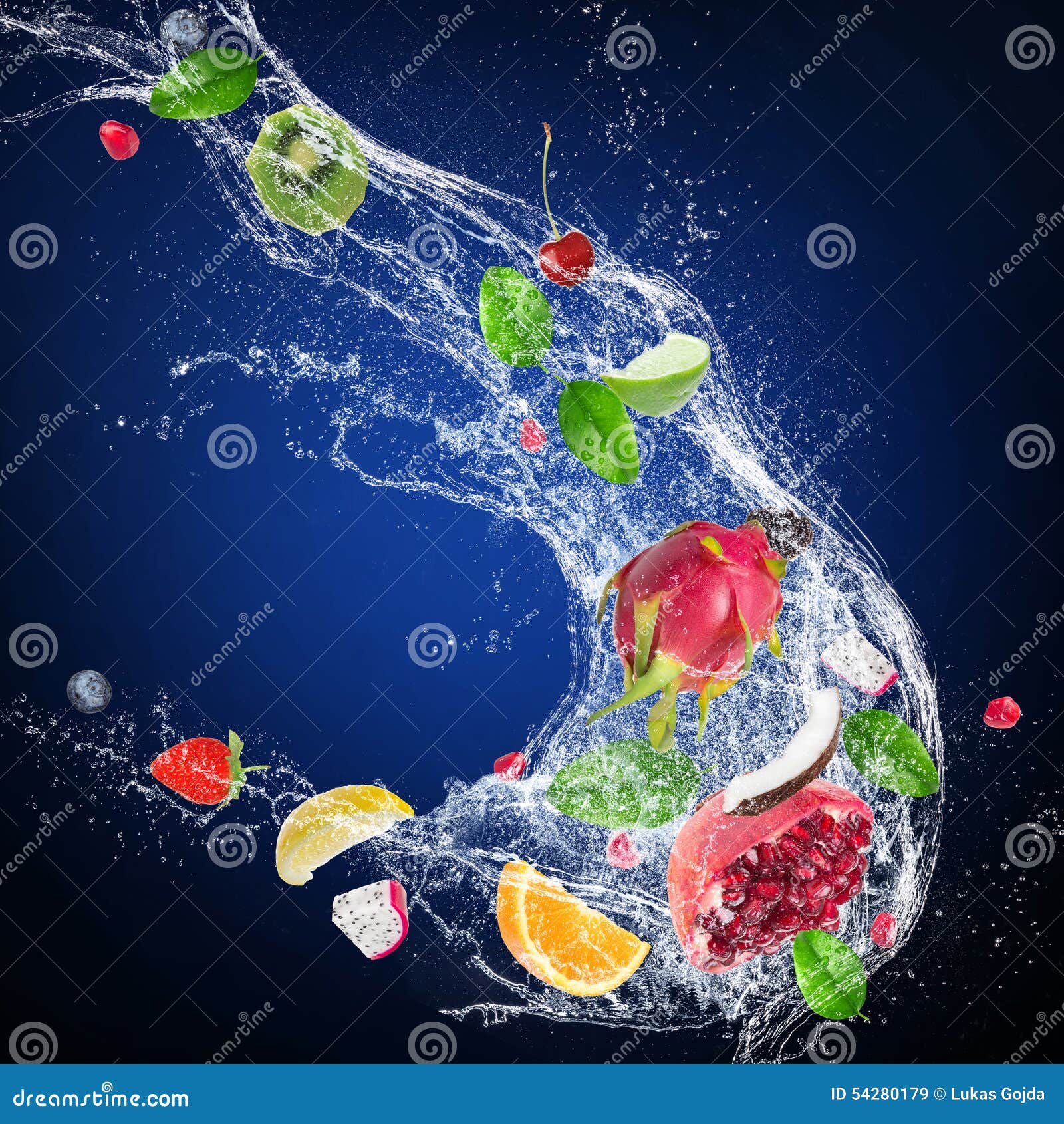 Fresh Fruit with Water Splash Stock Image - Image of coconut, movement ...