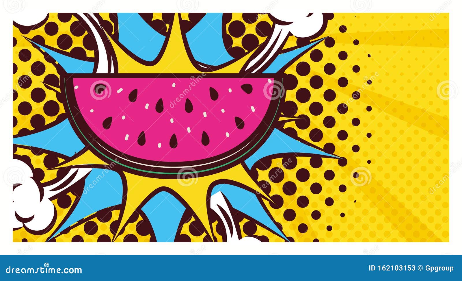 Fresh Fruit Watermelon with Splash Expression Pop Art Style Stock ...