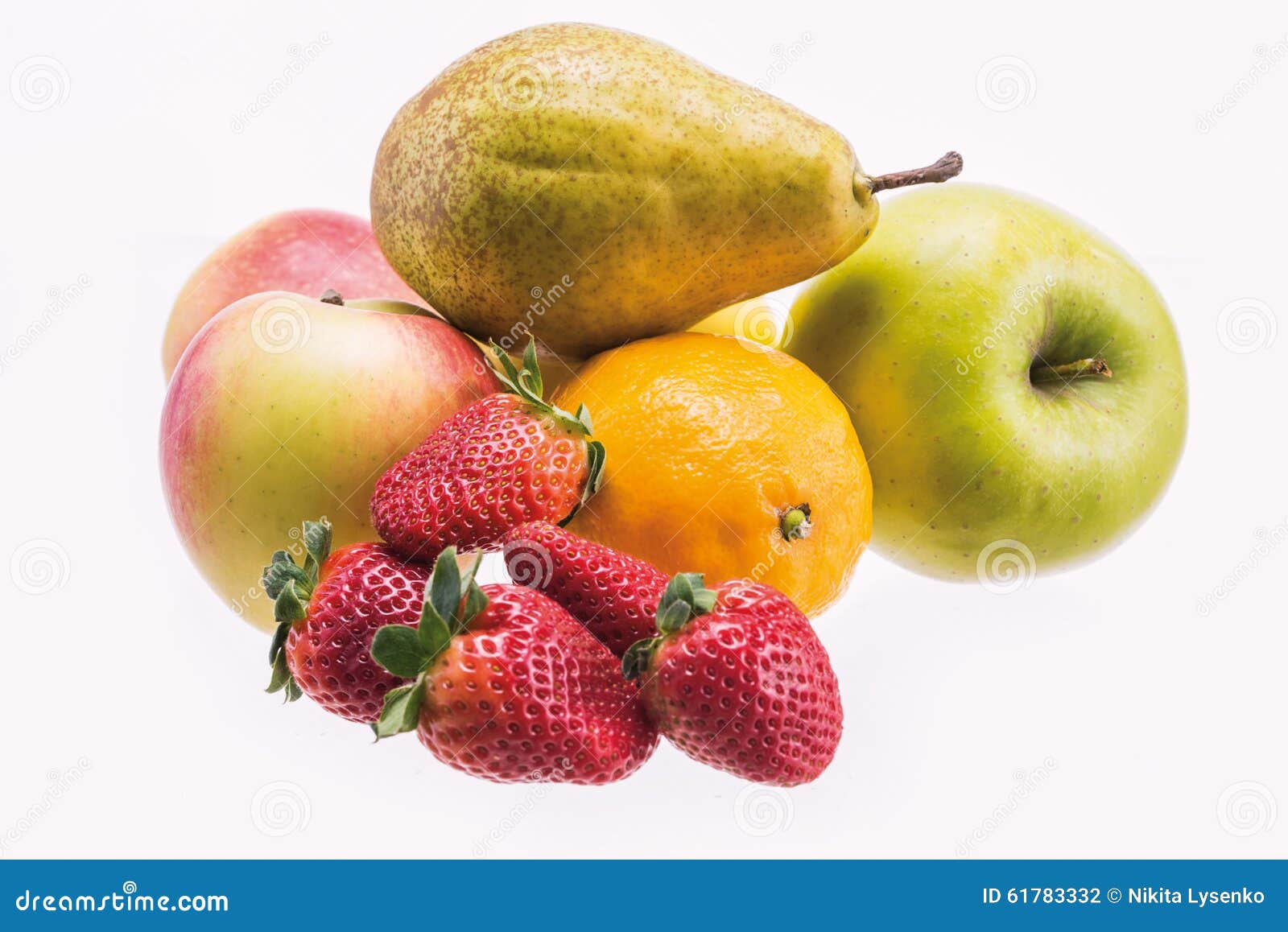 Fresh Fruit on a White Background Stock Photo - Image of citrus, pear ...