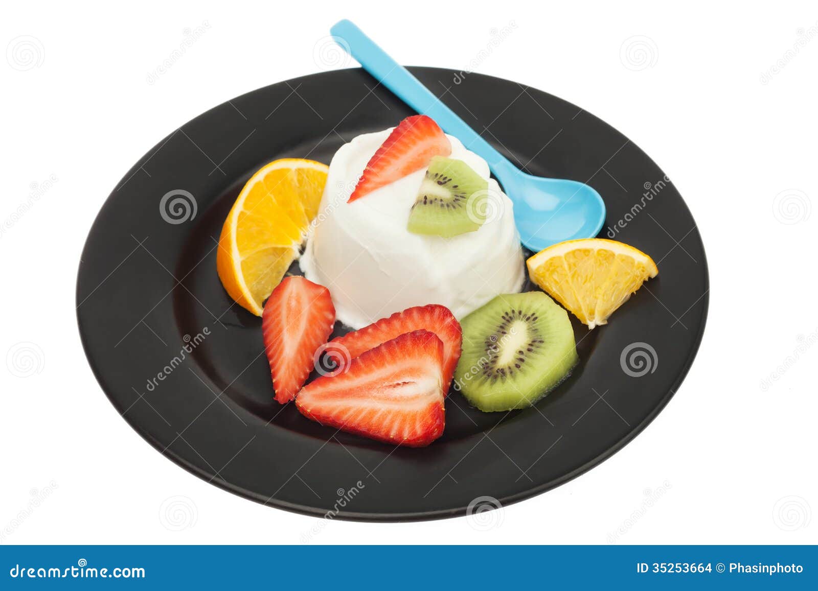 Fresh fruit yogurt stock photo. Image of strawberries - 35253664