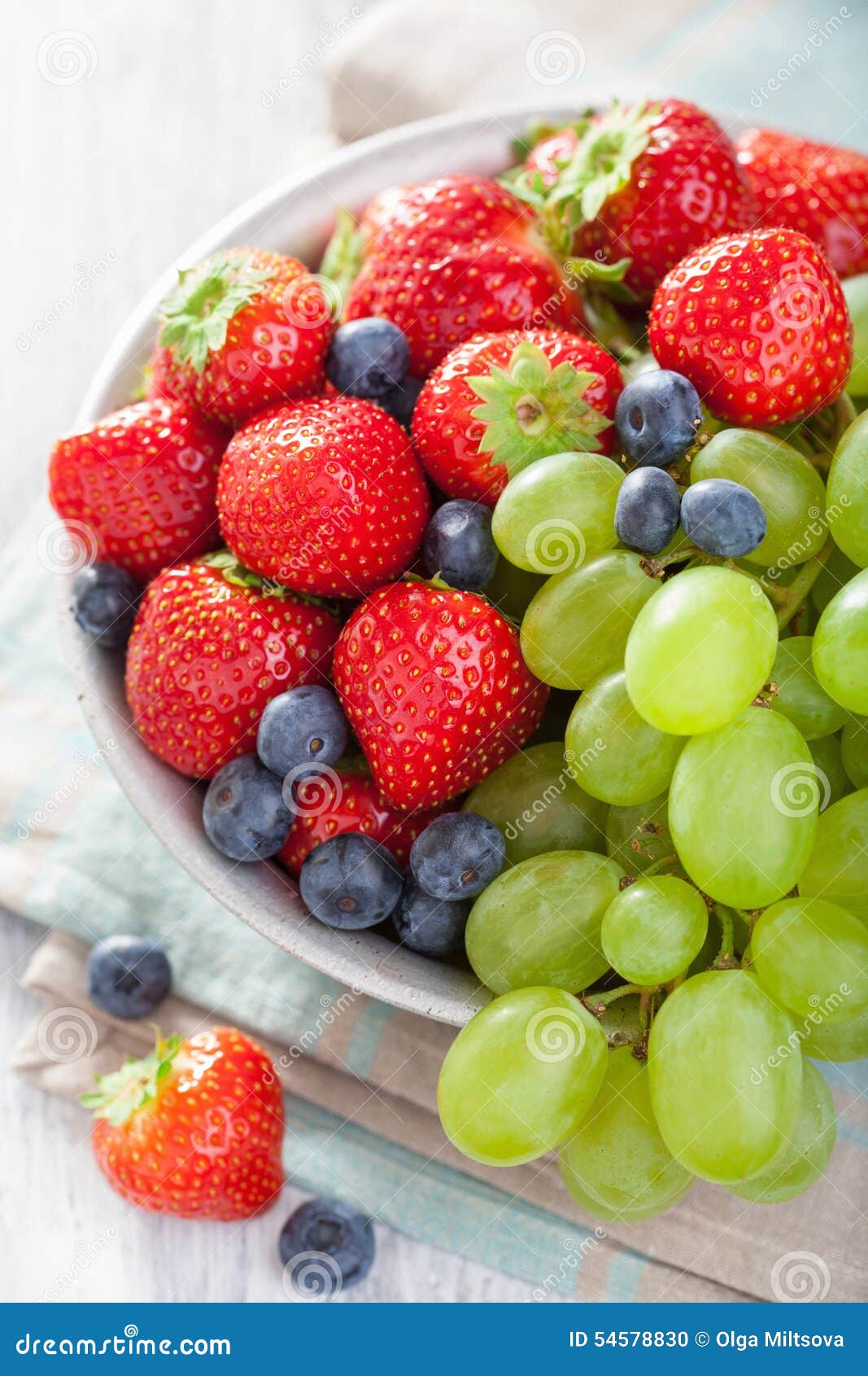 Fresh Fruits and Berries. Strawberry Blueberry Grape Stock Photo ...