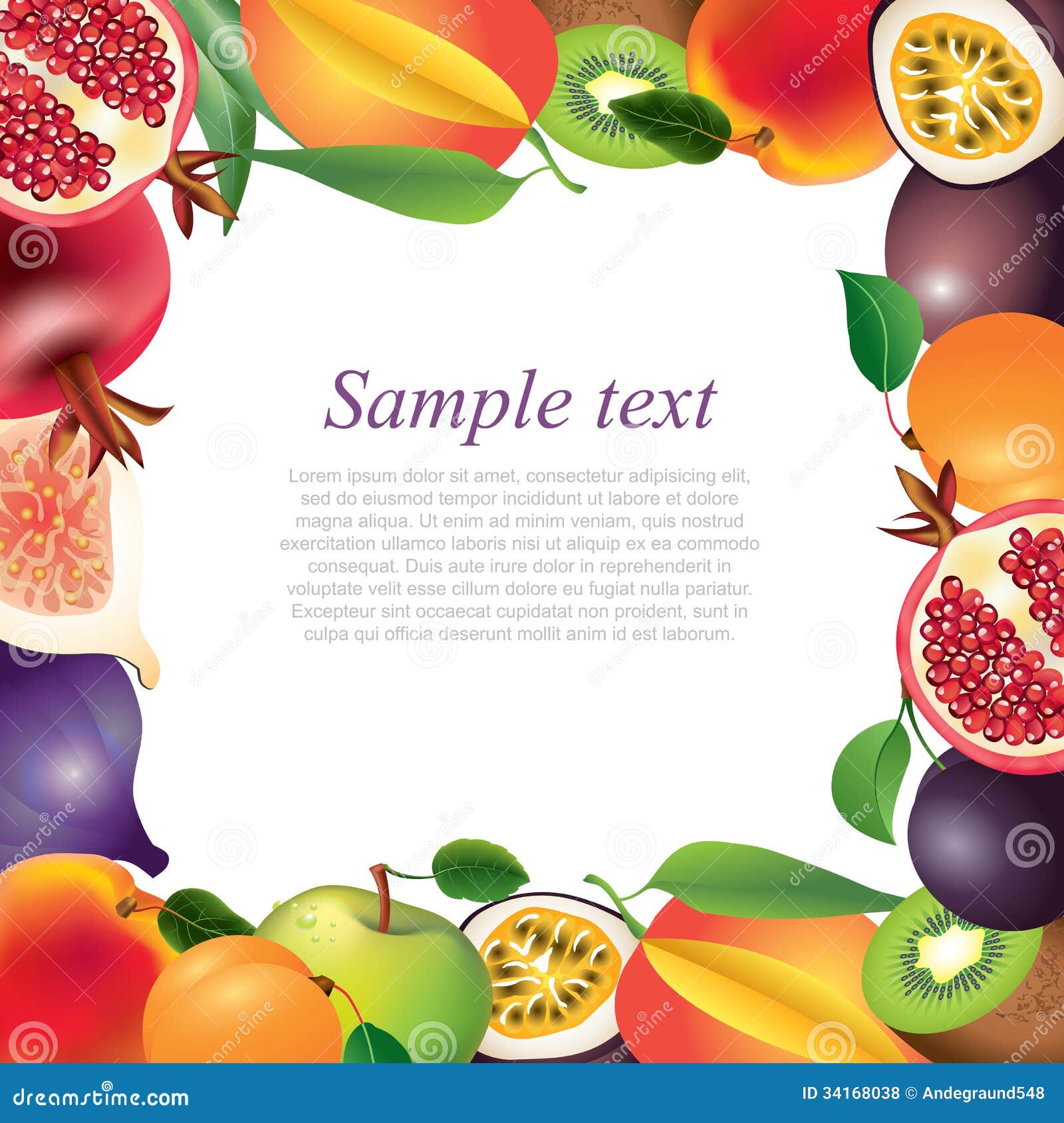 Fresh Fruits Frame Background Stock Vector - Illustration of food ...