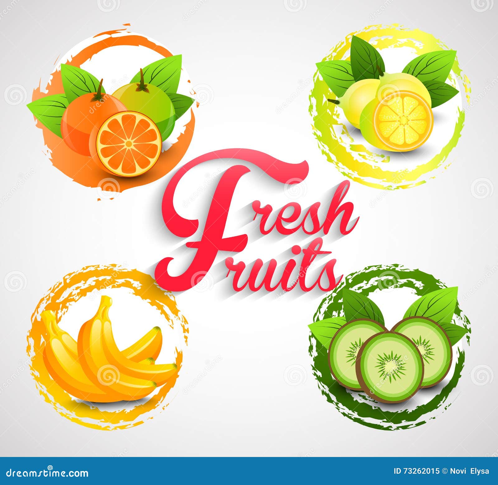 Fresh Fruits Icons stock vector. Illustration of juicy - 73262015
