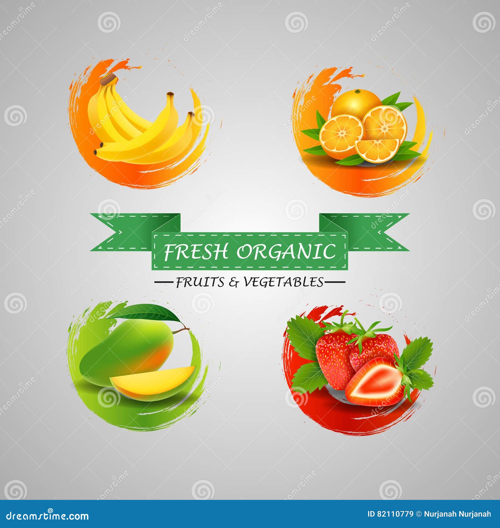 Fresh Fruits Icons stock vector. Illustration of lemon - 82110779