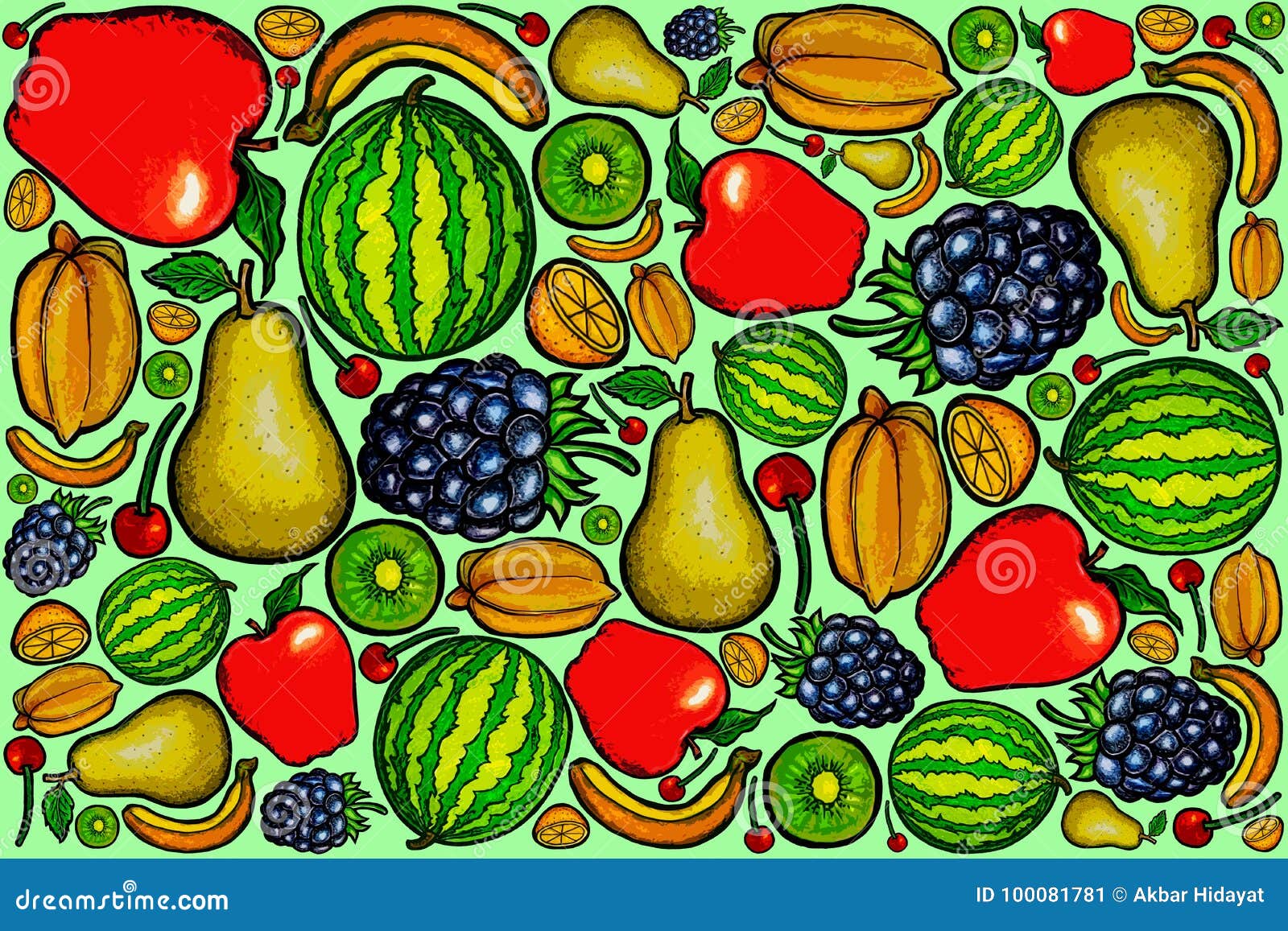 Fresh Fruits Pattern Design Series 2 Stock Illustration - Illustration ...